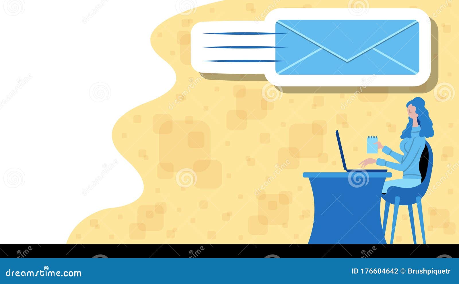 Business Woman Writing Message with a Email Icon Stock Vector ...