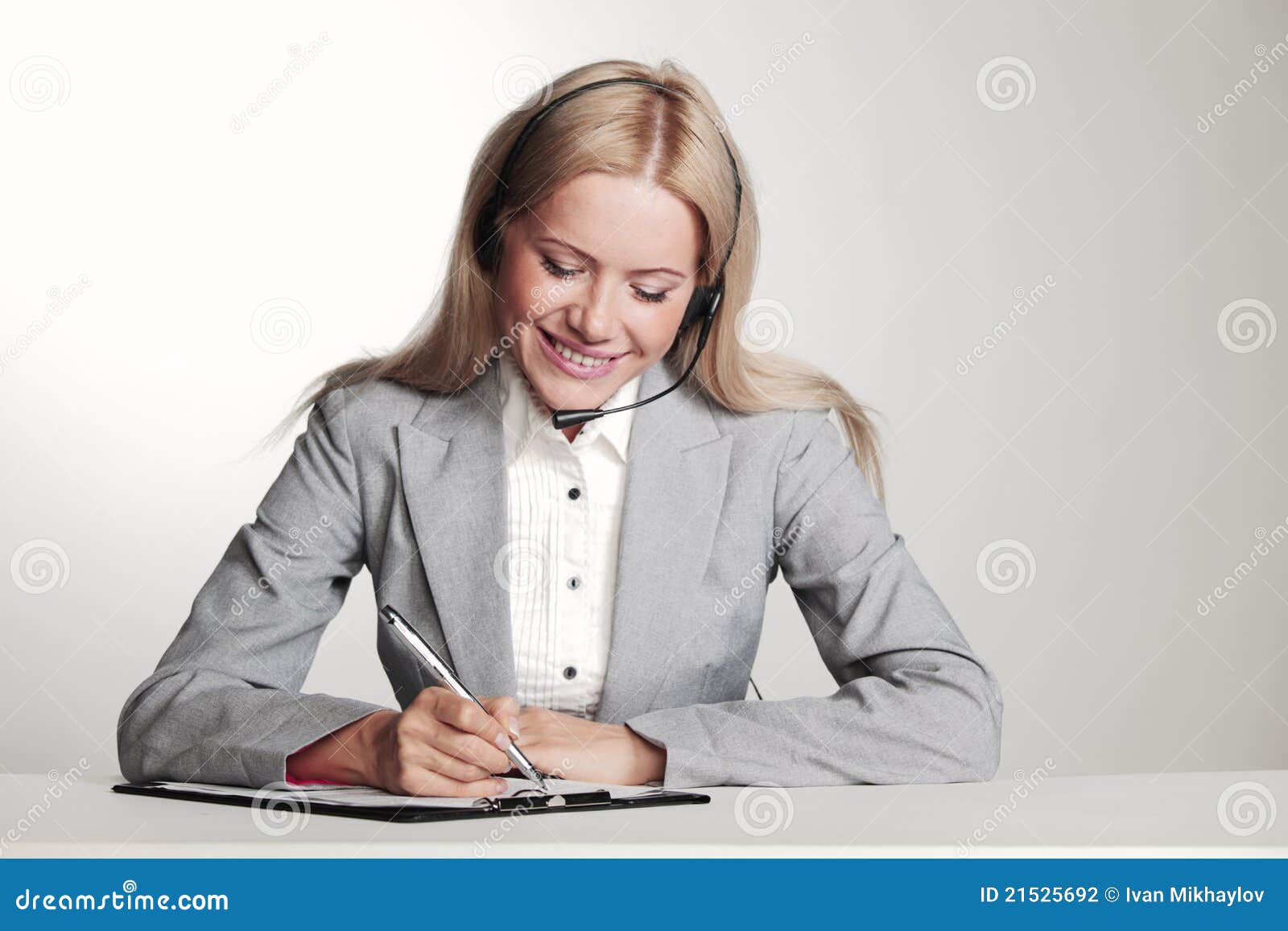 Business Woman Writing in Notebook Stock Photo - Image of office ...