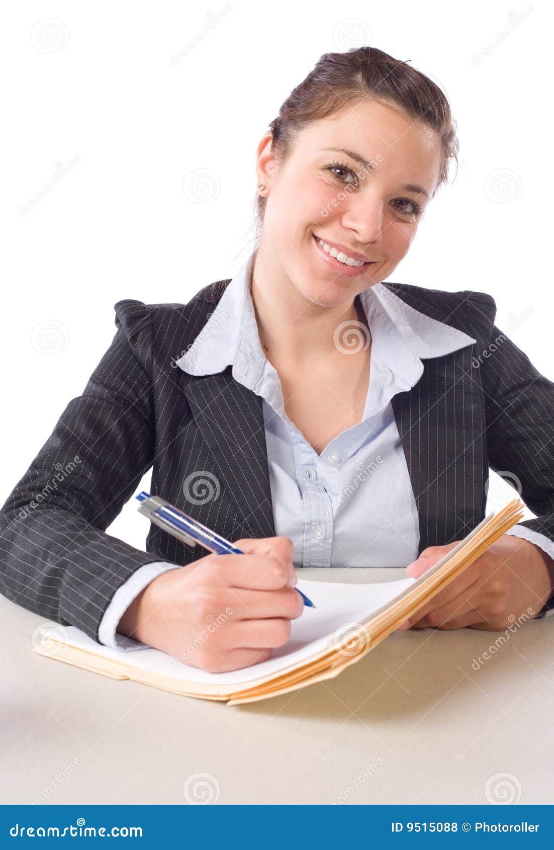 Business Woman Writing Notes at Desk Stock Photo - Image of female ...