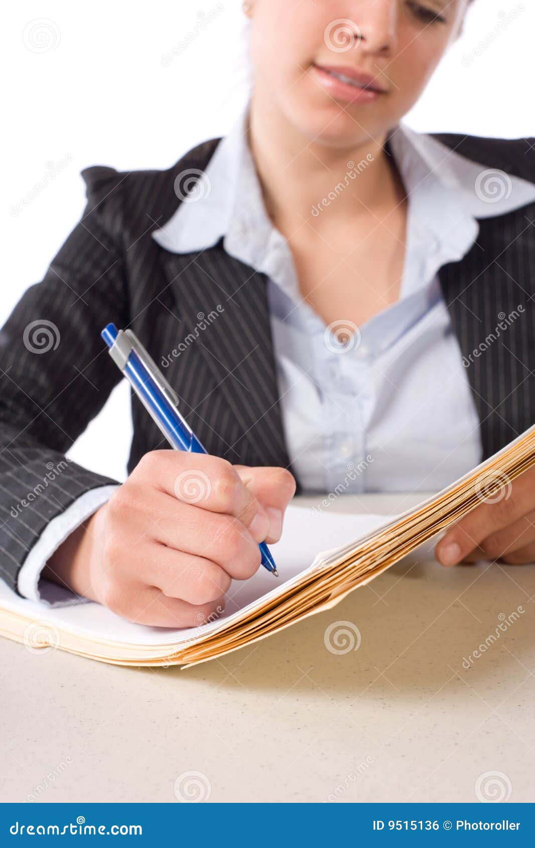 Business Woman Writing Notes at Desk Stock Photo - Image of closeup ...