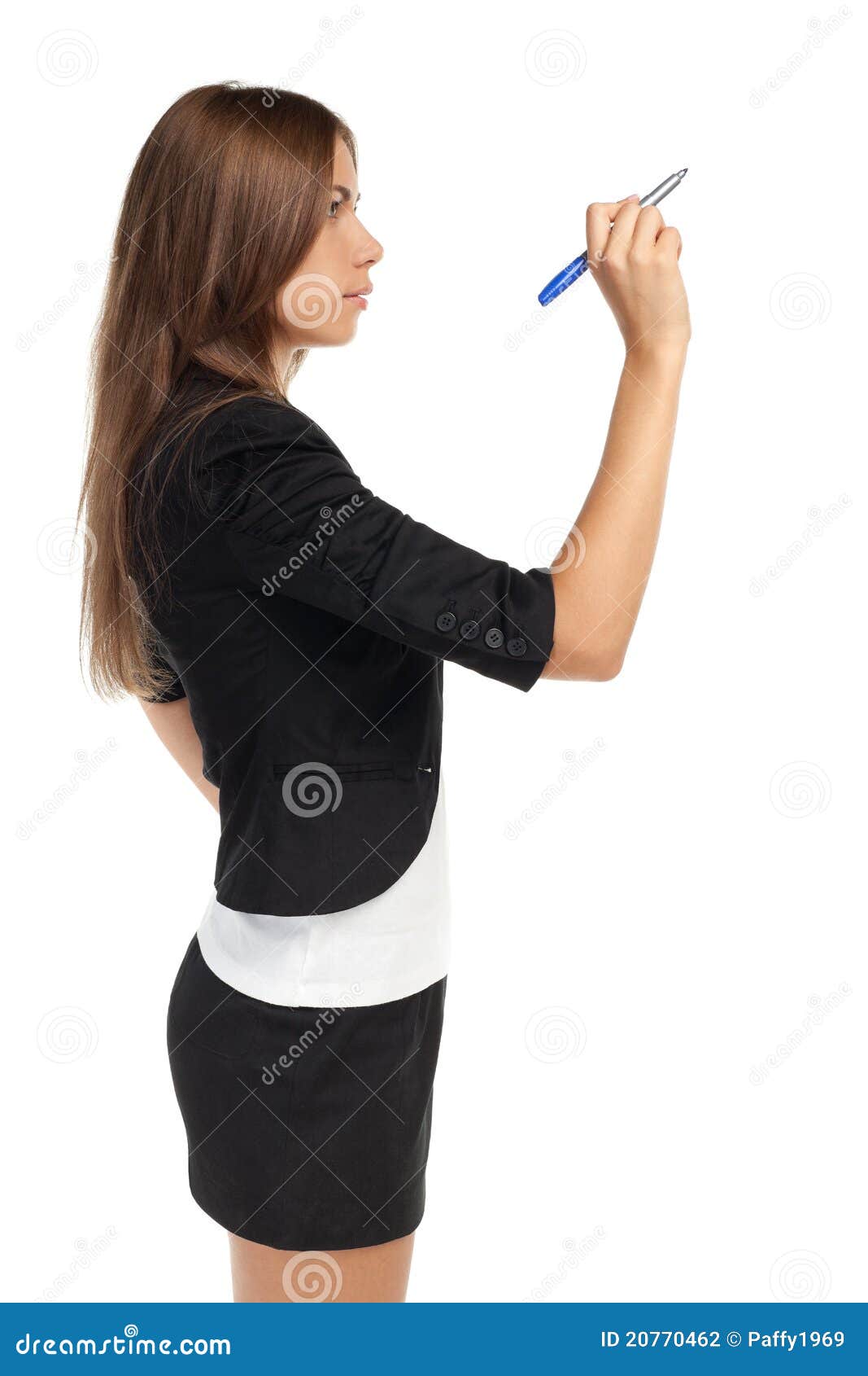 Business Woman Writing with Pen Stock Photo - Image of presentation ...