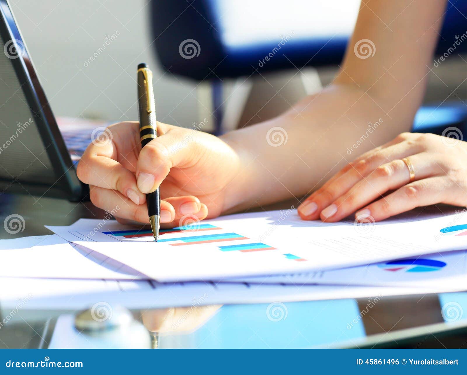 Business Woman Writing with Pen Stock Photo - Image of idea ...