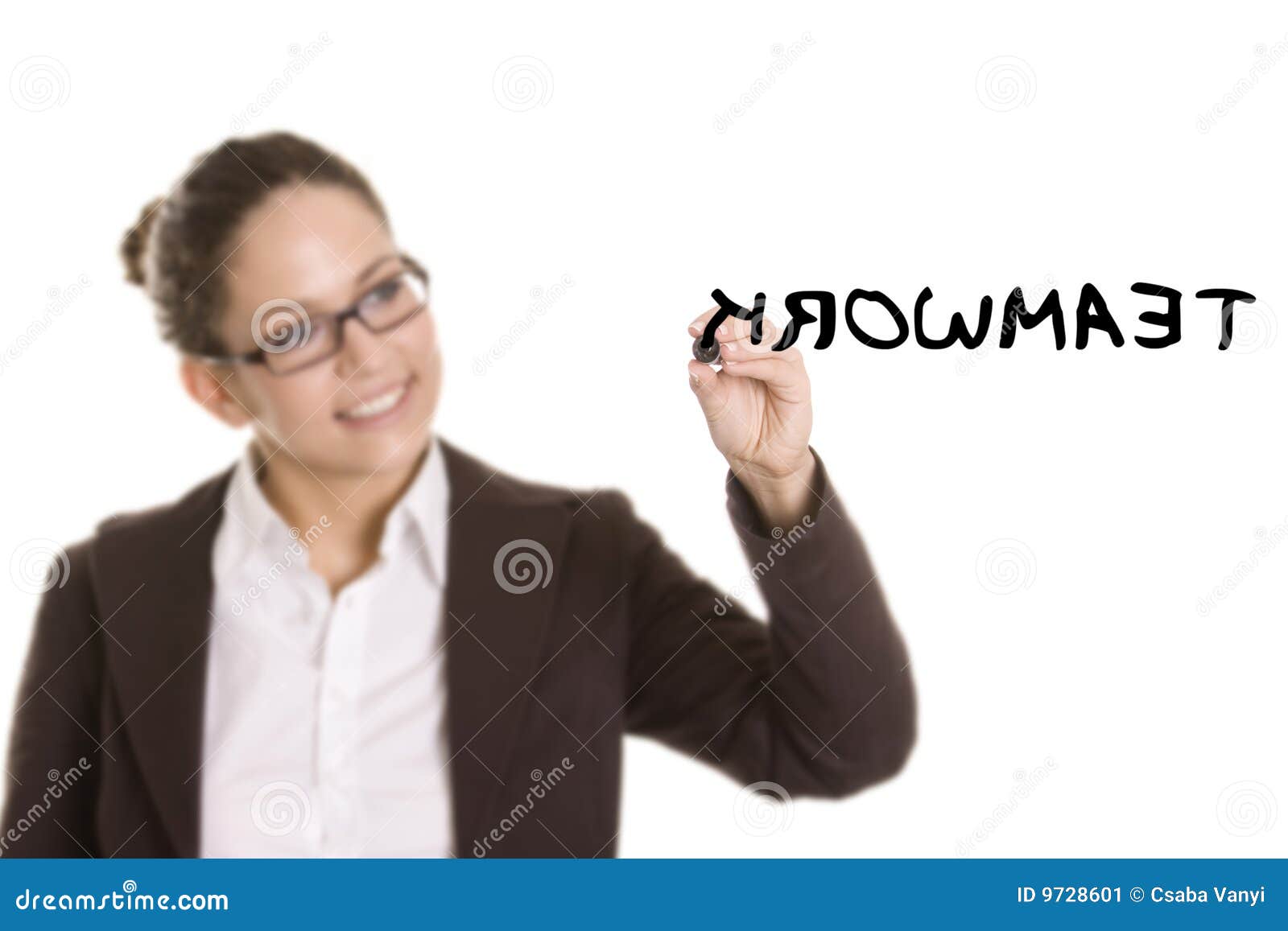Business Woman Writing on Transparent Board Stock Image - Image of ...