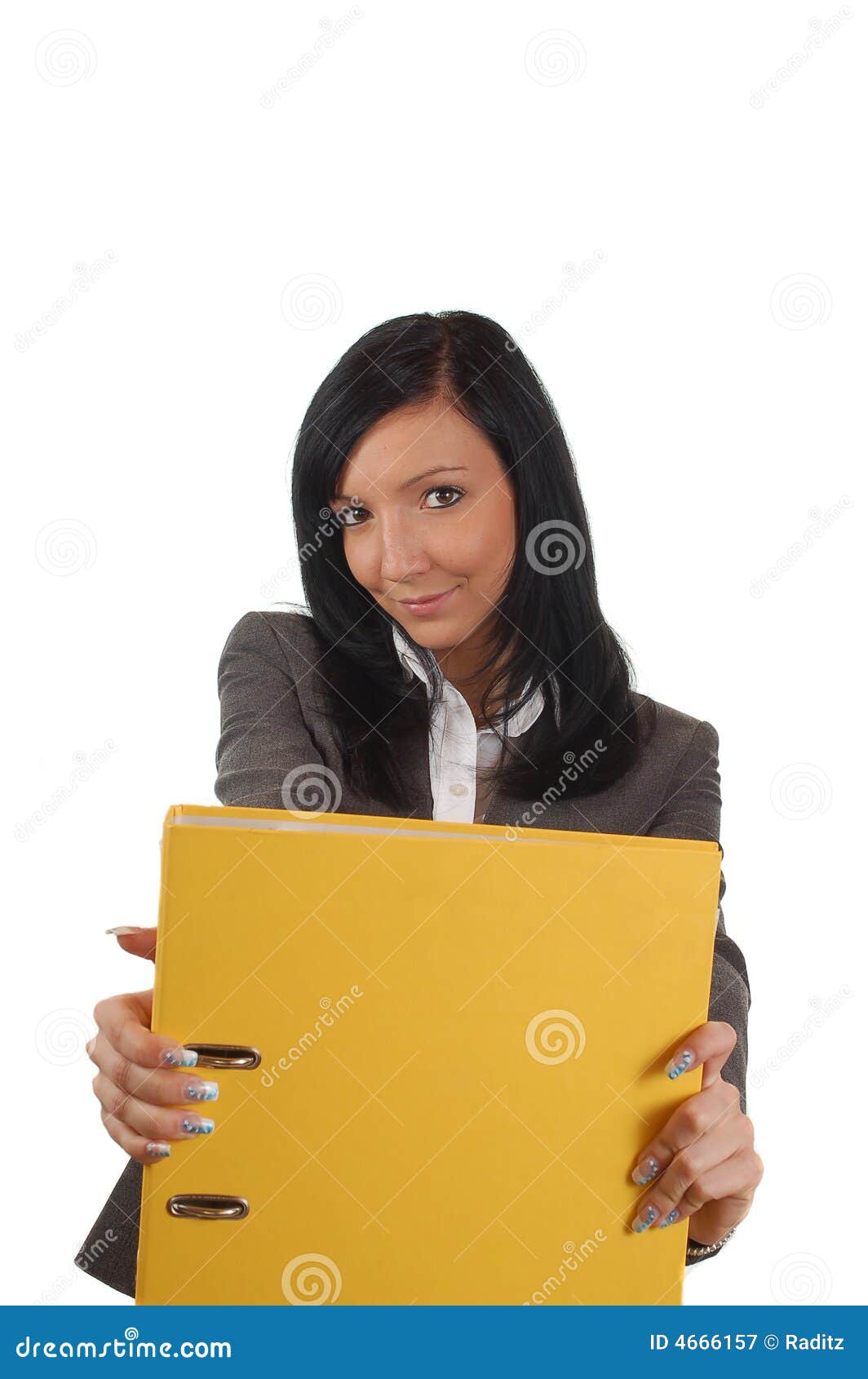 Business Woman with Yellow File Stock Image - Image of active, papers ...