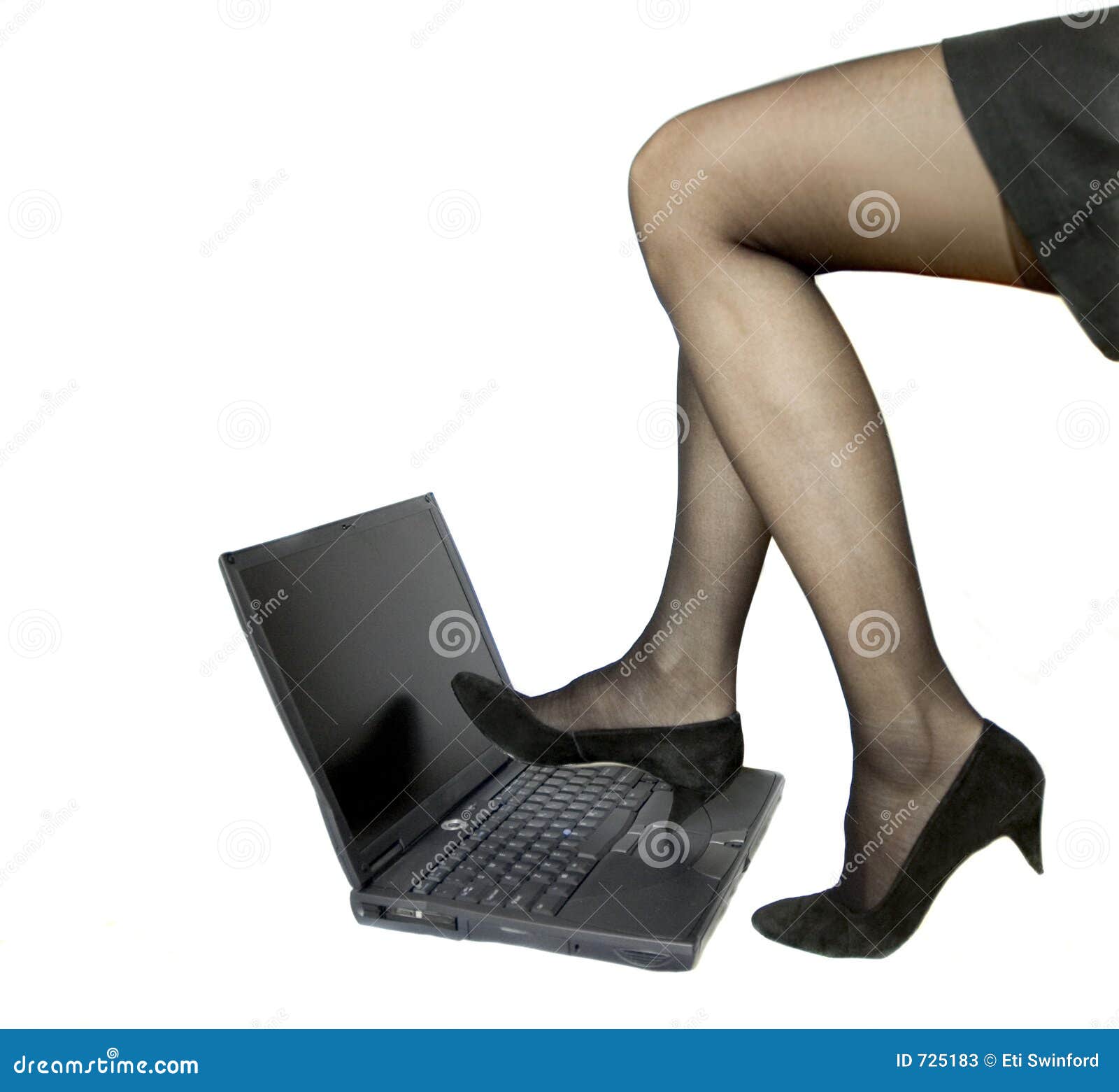 Business Womans Legs on Laptop Stock Image - Image of heels, connection ...