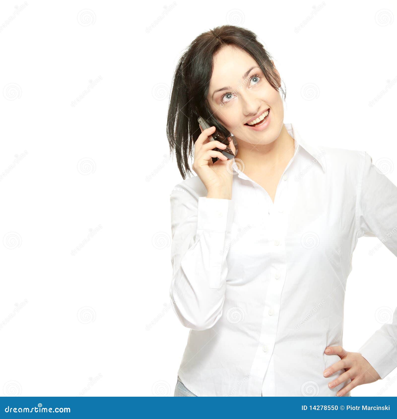 Business Women Calling By Cellular Phone Stock Photo - Image of mouth ...