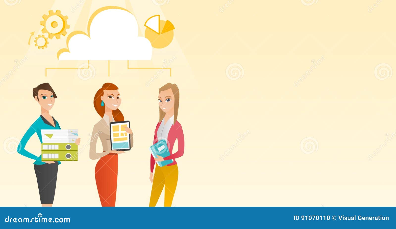 Business Women and Cloud Computing Technologies. Stock Vector - Illustration of caucasian ...