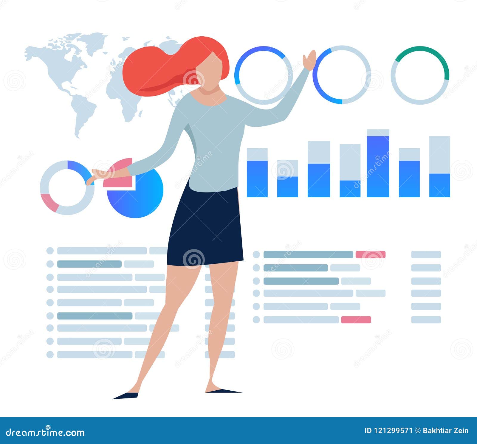Business Women Explain Present Statistics Chart Dashboard Data Info ...