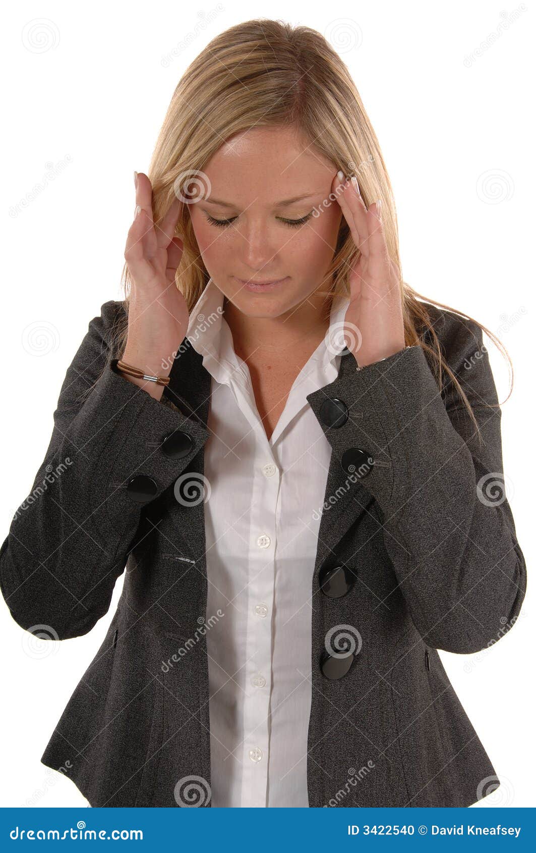 Business Women with Headache Stock Photo - Image of stress, vertical ...