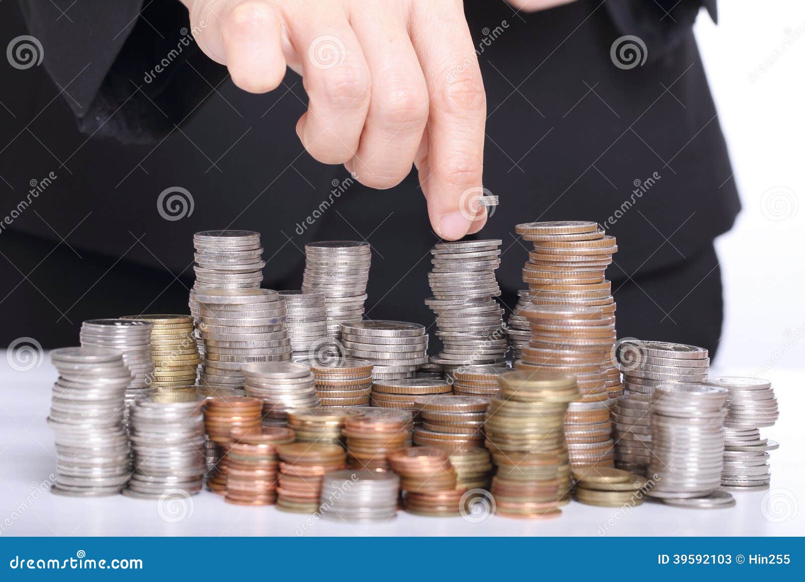 Business Women Put Coin Stack Money Stock Image - Image of bank ...