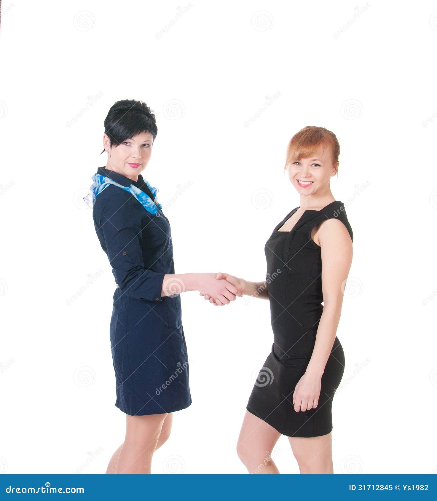 Business Women Smiling and Doing a Handshake Stock Image - Image of ...