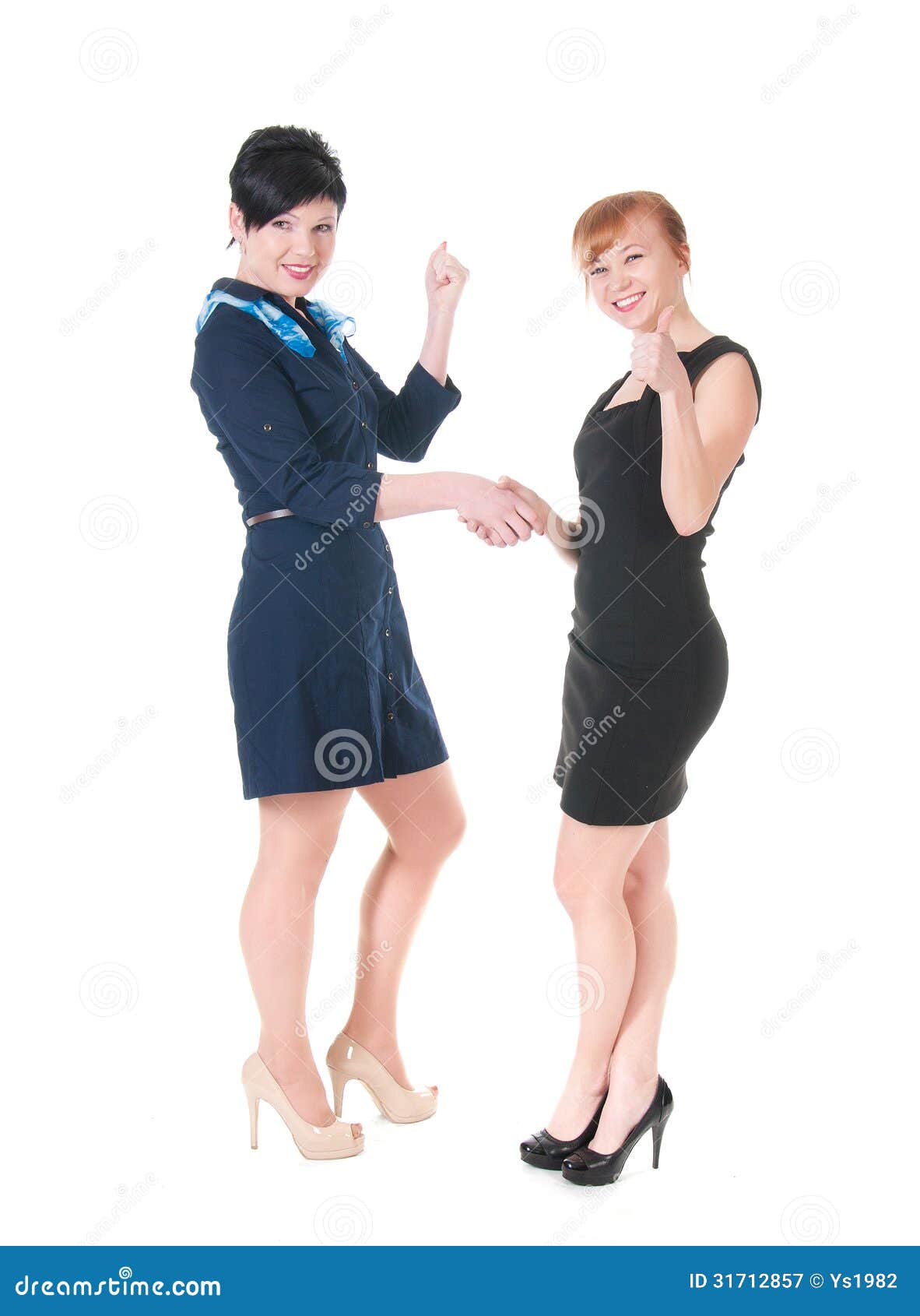 Business Women Smiling and Doing a Handshake Stock Image - Image of ...