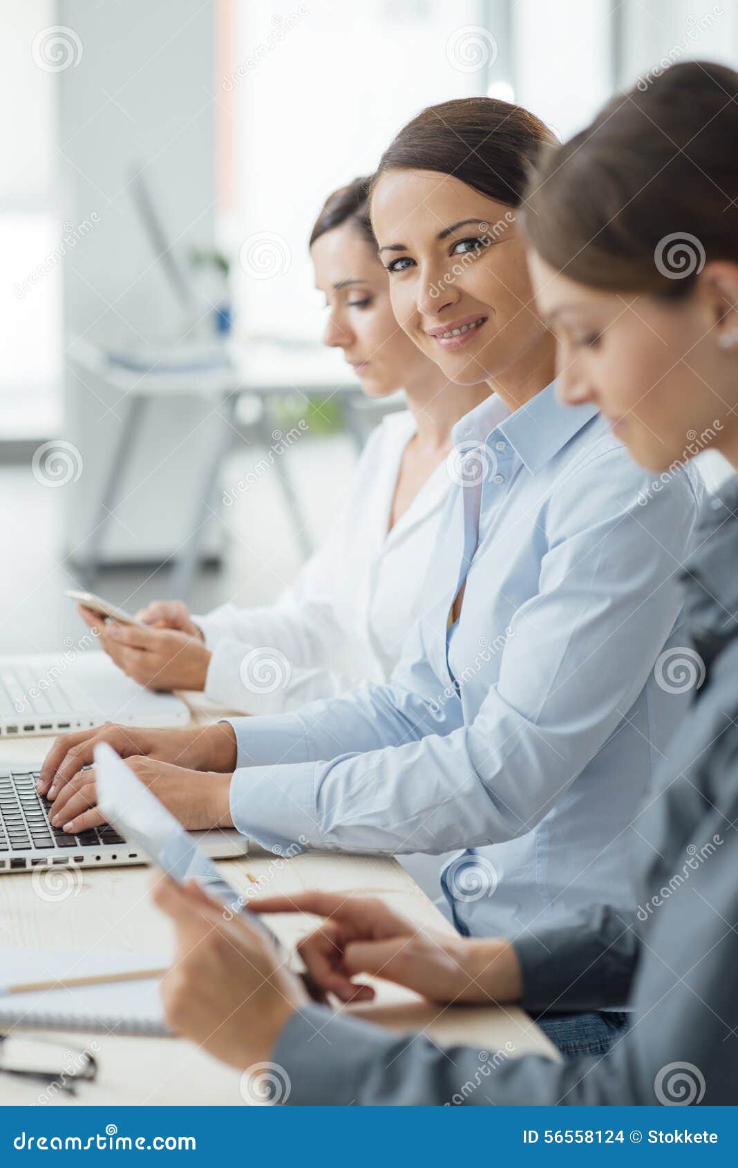 Business Women Team at Work Stock Photo - Image of interior, internet ...
