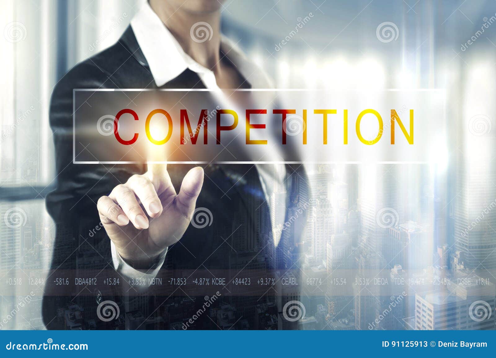 Business Women Touching the Competetion Screen Stock Image - Image of ...