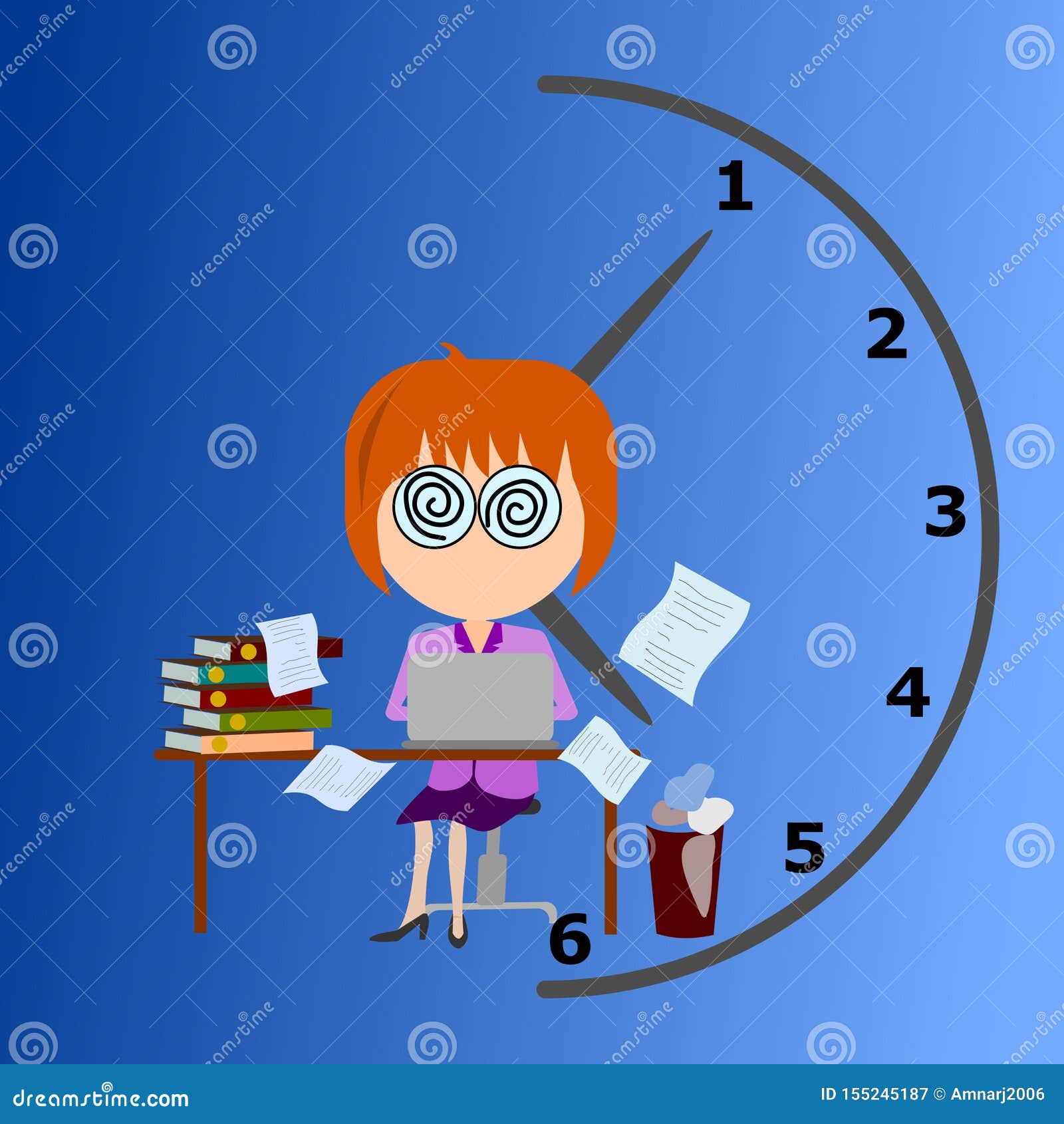 Business Women Working on Busy Time Vector Stock Illustration ...