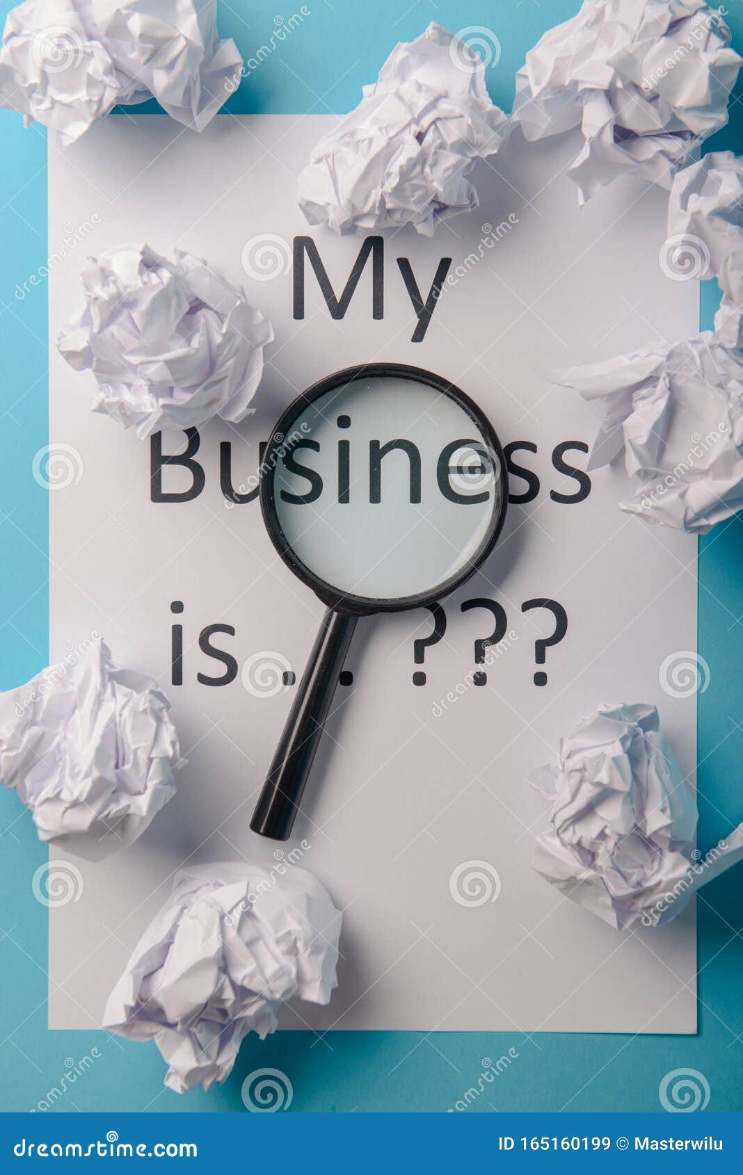 Business Word with Business Document Paper on Blue Background Stock ...