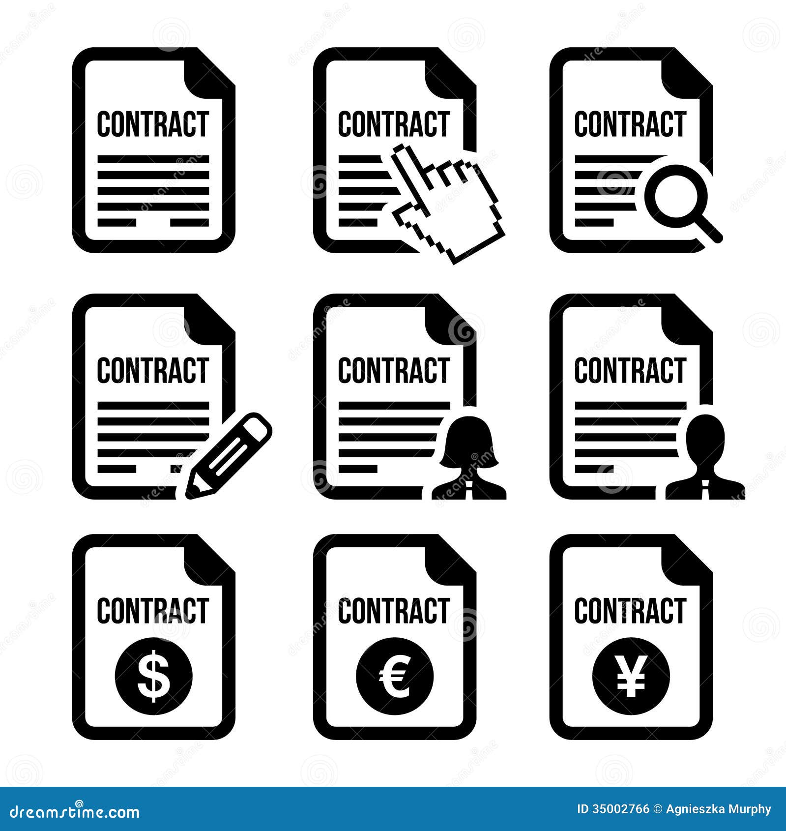 Business or Work Contract Signing Icons Set Stock Illustration ...