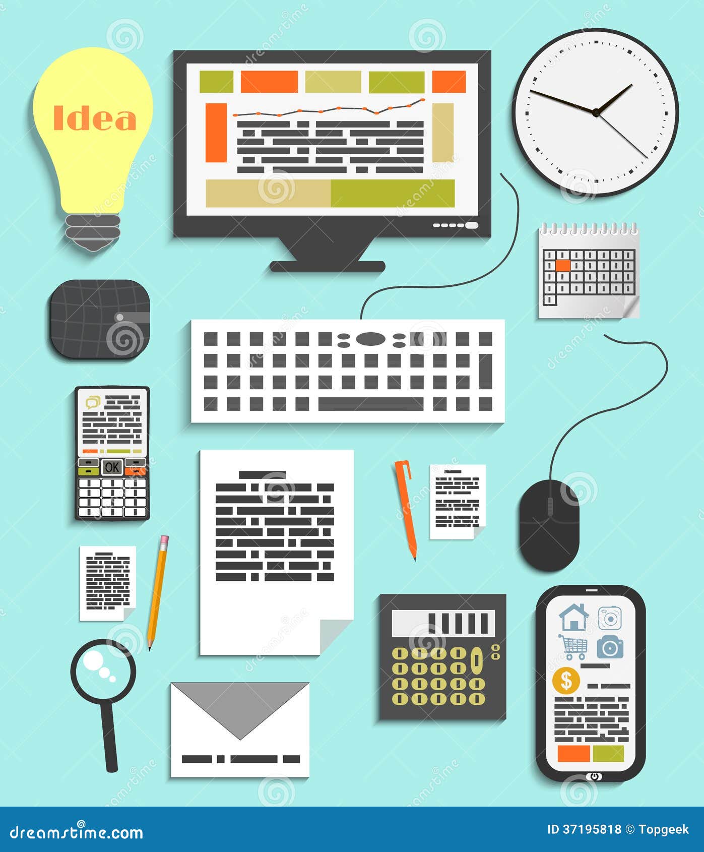 Business work elements stock vector. Illustration of information - 37195818