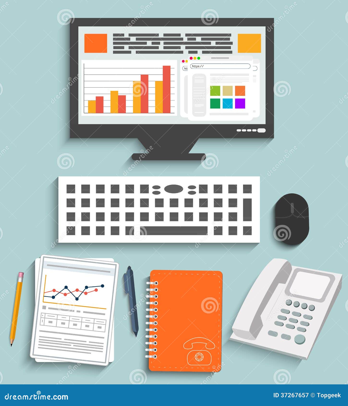 Business work elements stock vector. Illustration of information - 37267657