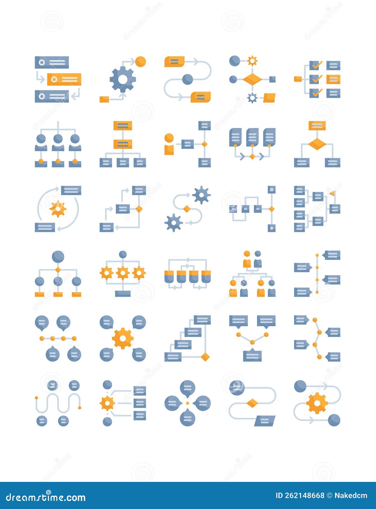 Business Work Flow Flat Icon Pack Stock Vector - Illustration of ...