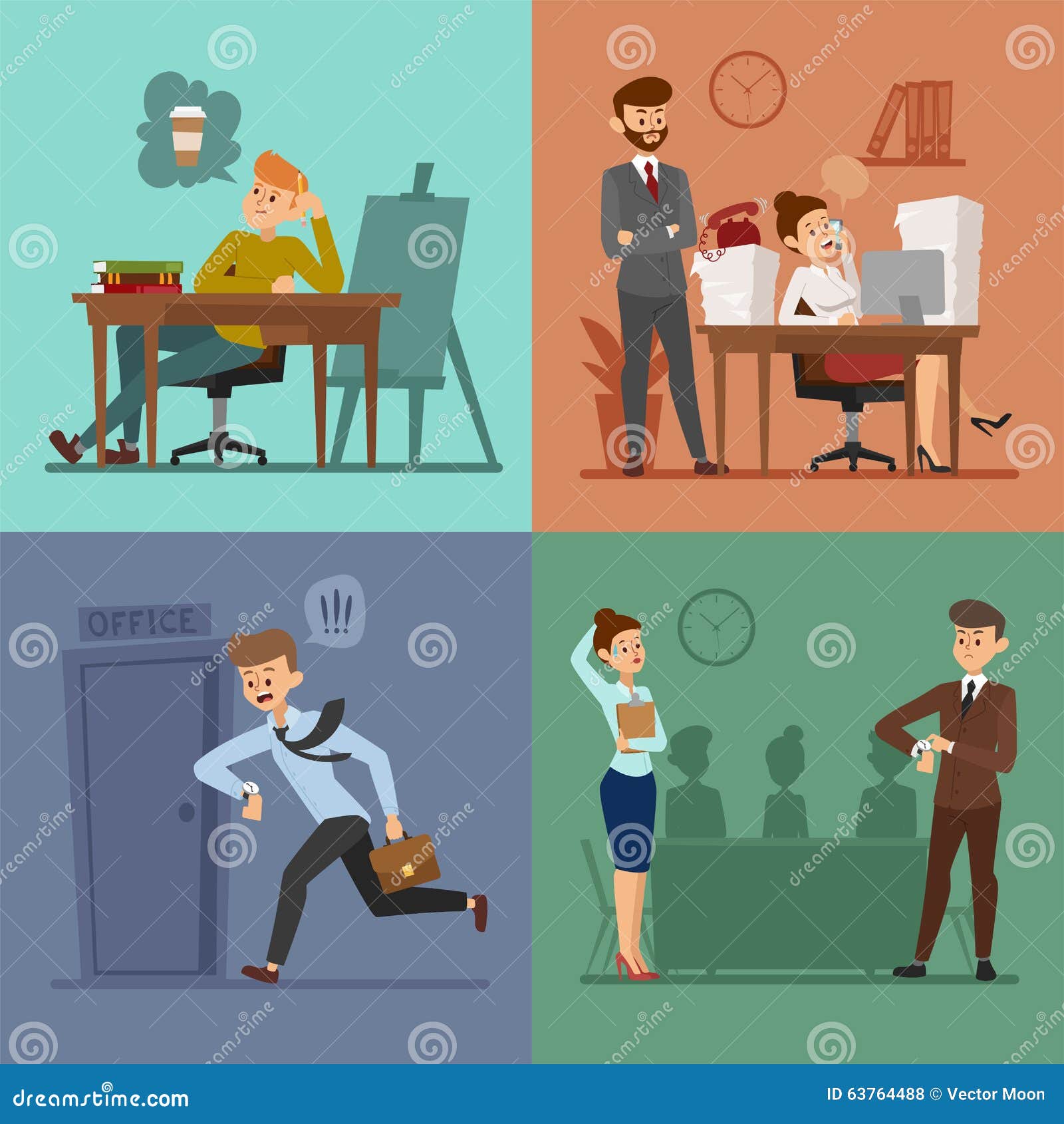 Business Work Time Lag Vector Stock Vector - Illustration of funny ...