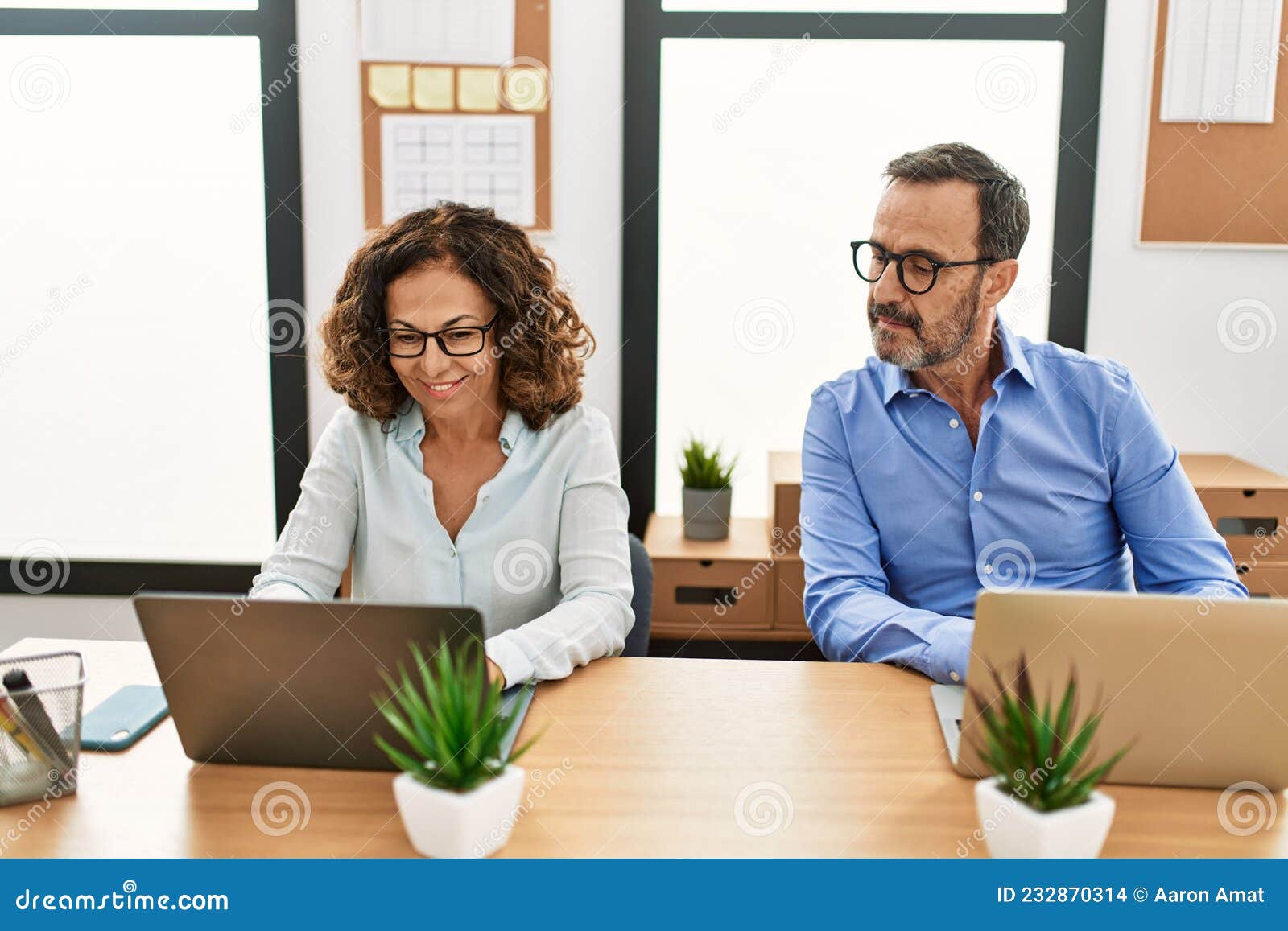 Business Worker Spy Partner Computer at the Office Stock Photo - Image ...