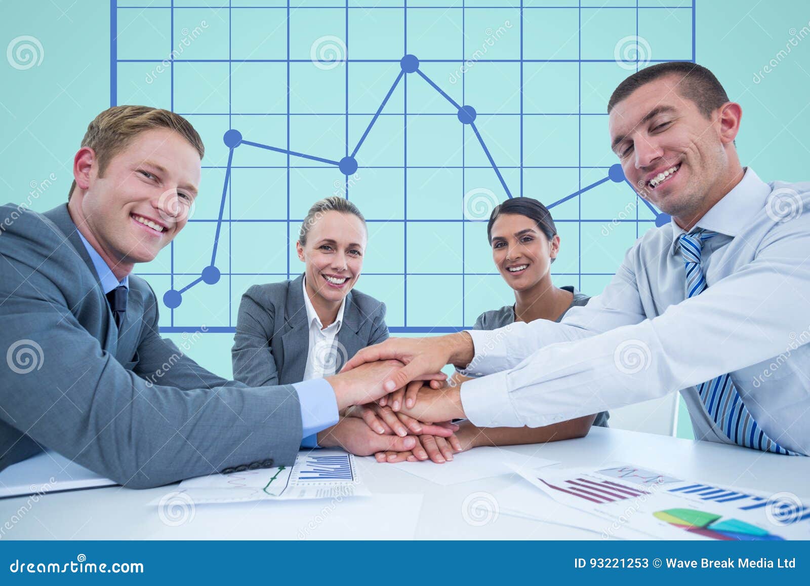 Business Workers Gather Their Hands Together during a Meeting in Front ...