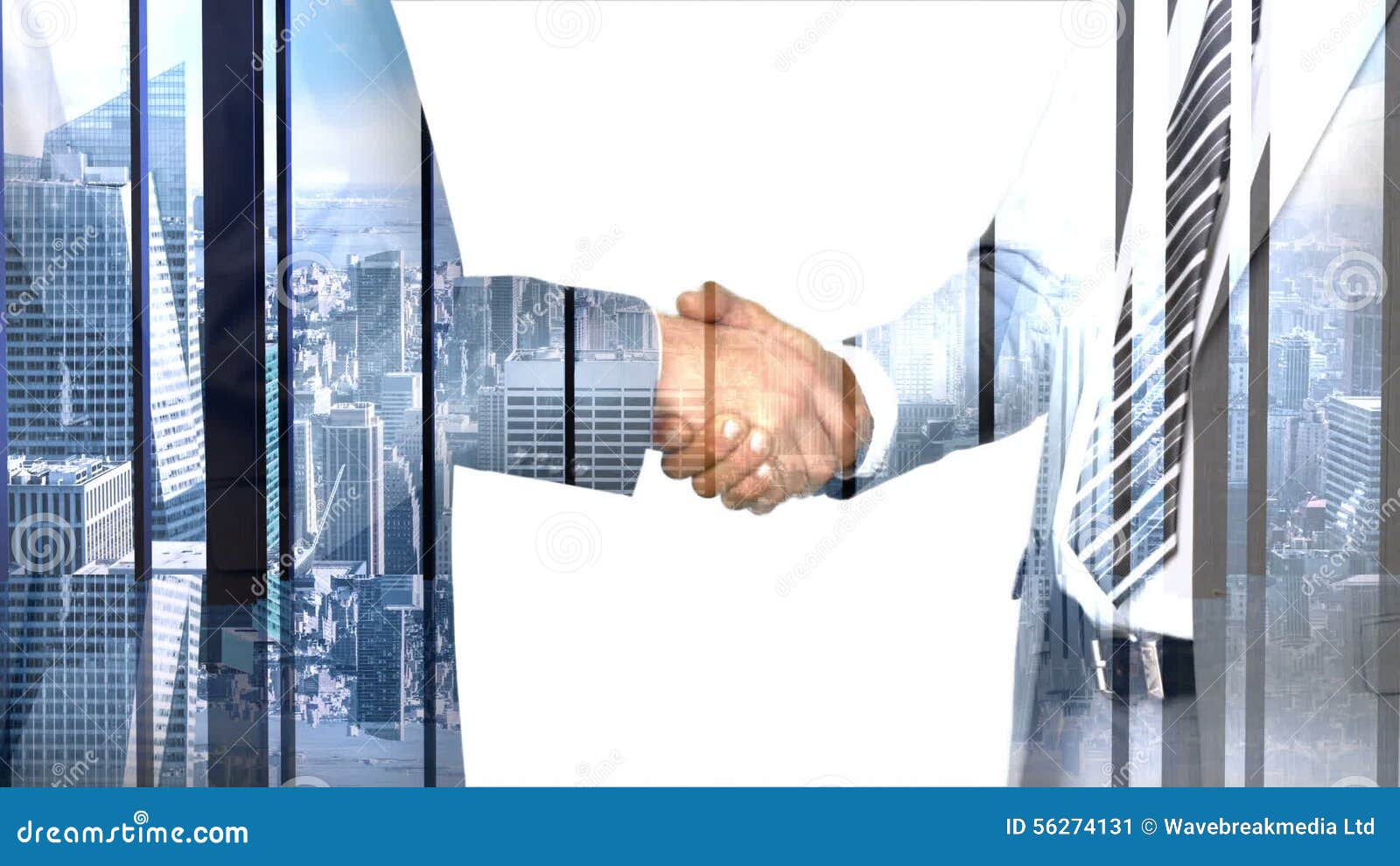 Business Workers Shaking Hand with Skyscraper Overlay Stock Video ...