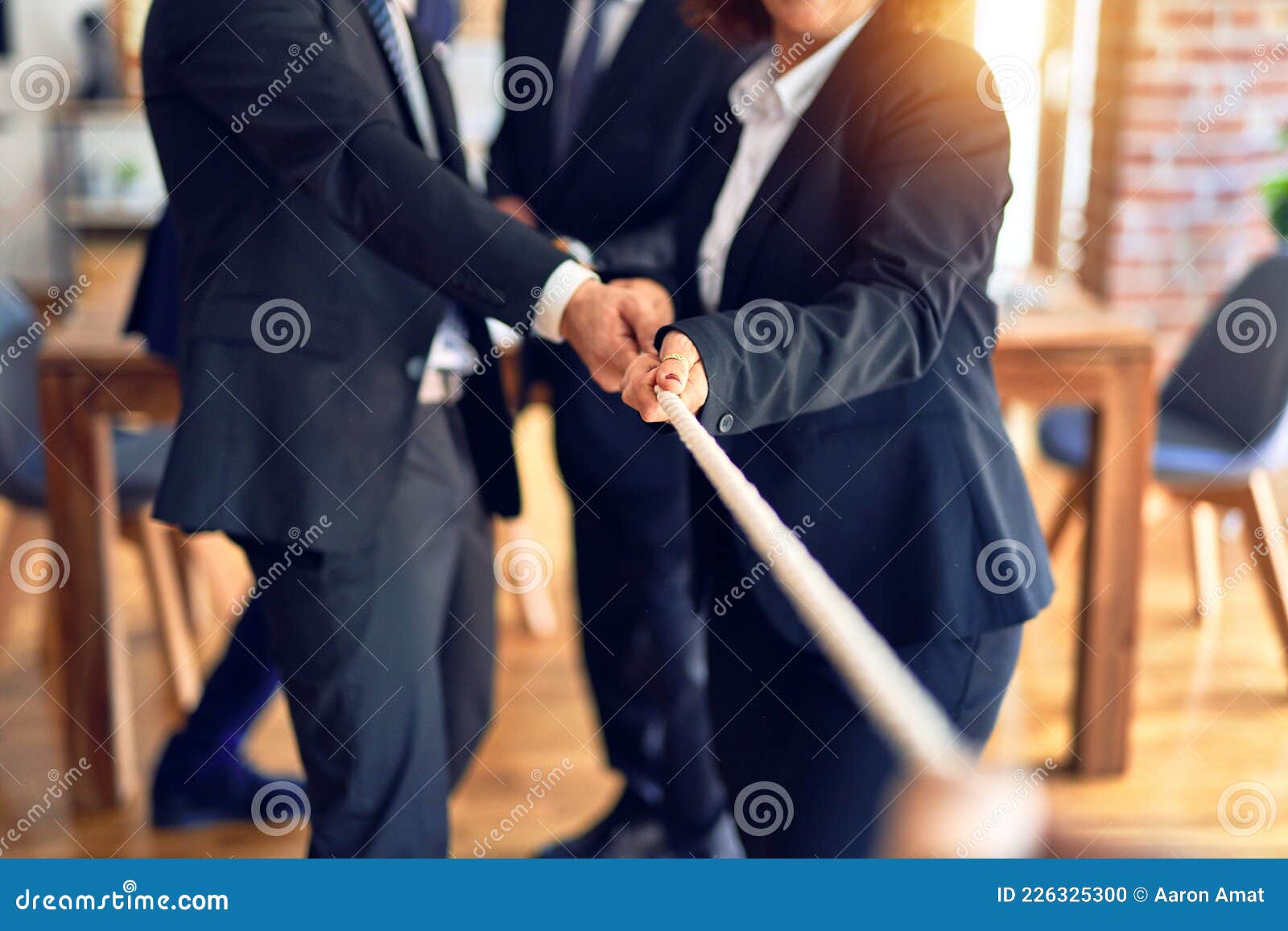 Business Workers Stretching Rope at the Office Stock Photo - Image of ...