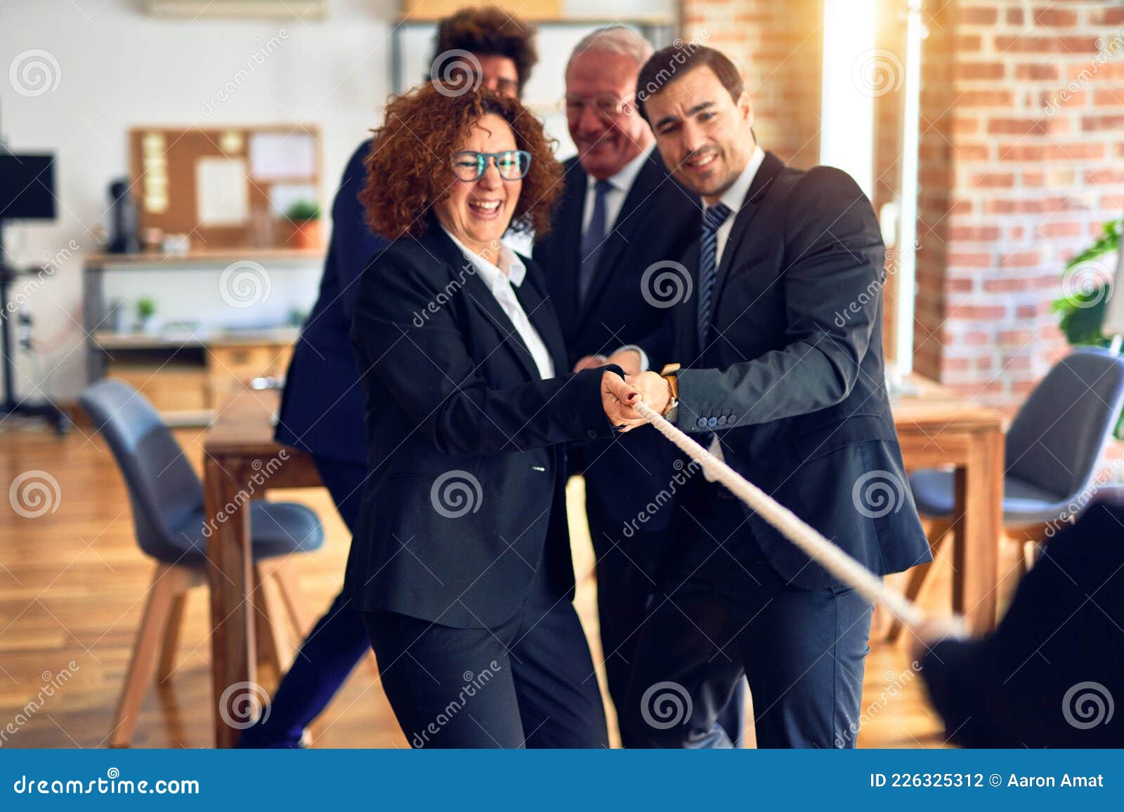 Business Workers Stretching Rope at the Office Stock Photo - Image of ...