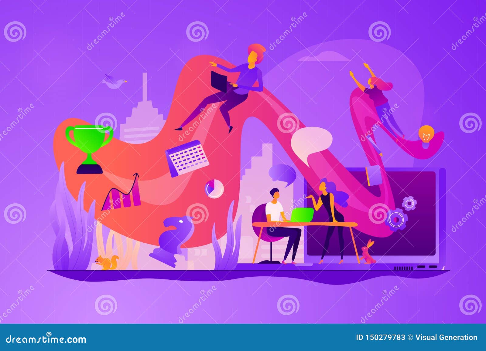 Workflow Concept Vector Illustration. Stock Vector - Illustration of ...
