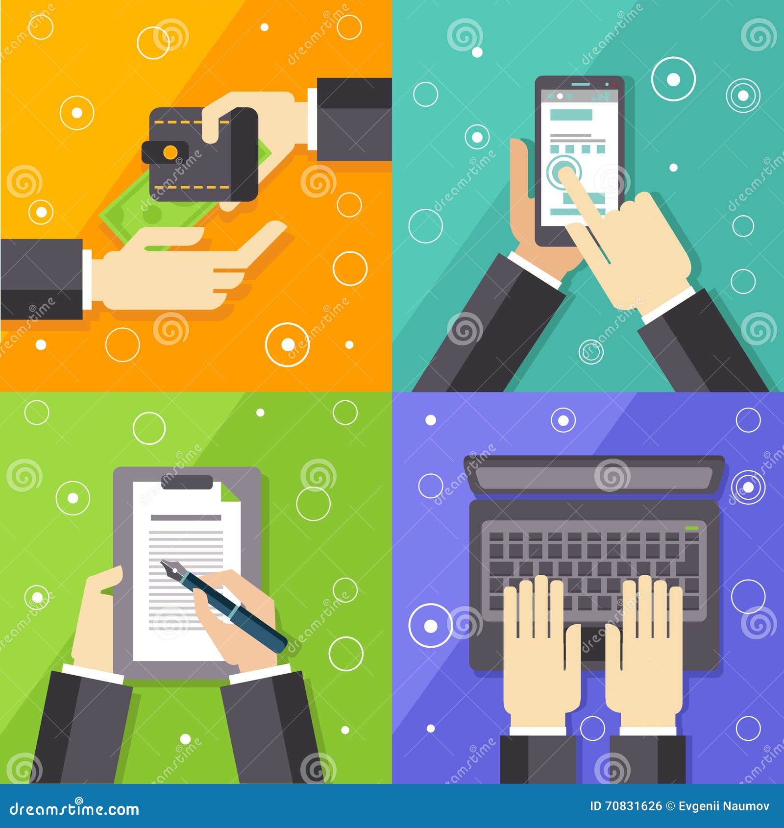 Business Workflow Illustrations Set Stock Vector - Illustration of ...