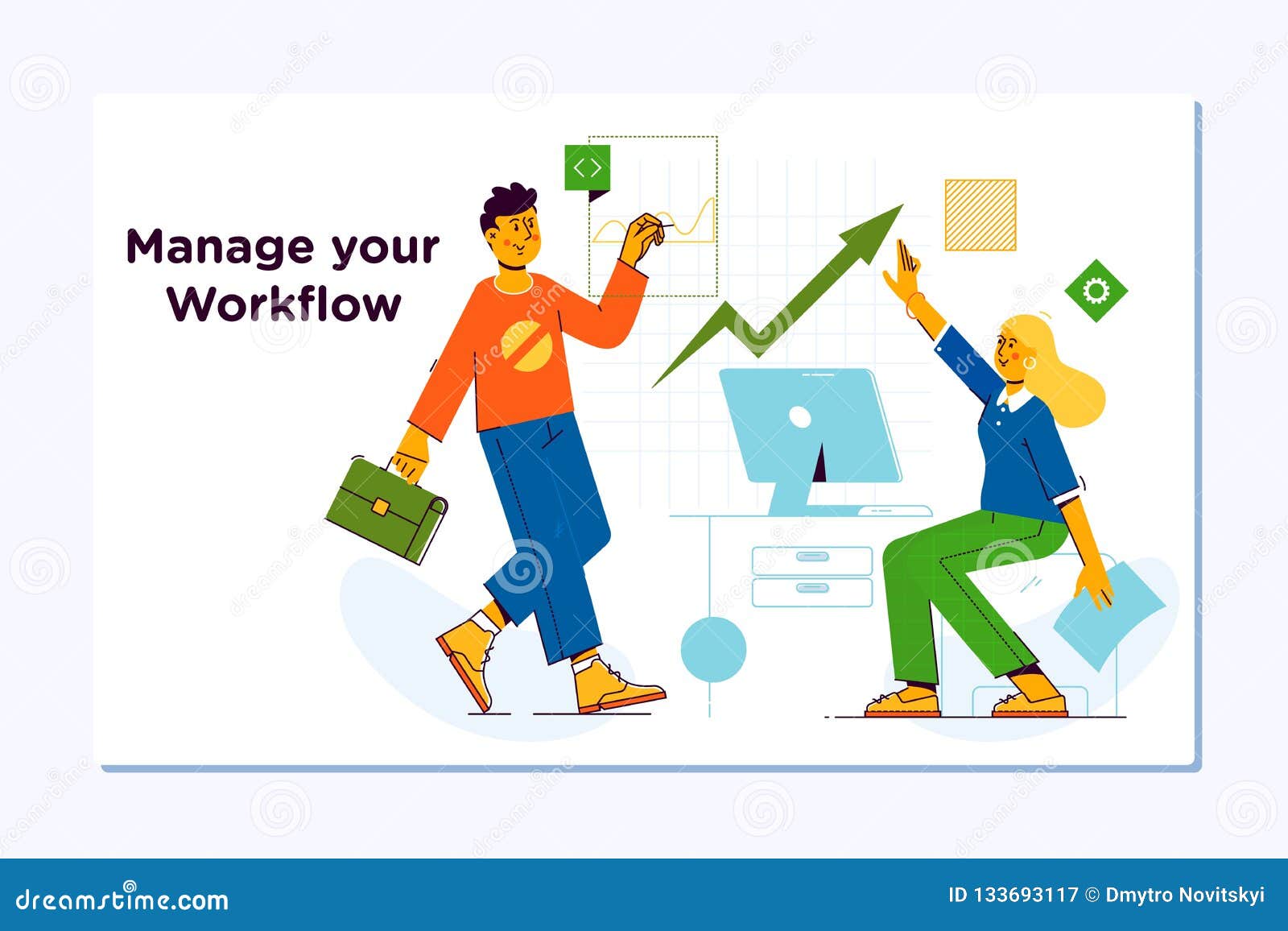 Business Workflow Management.Company, Teamwork, Collaboration. Modern ...