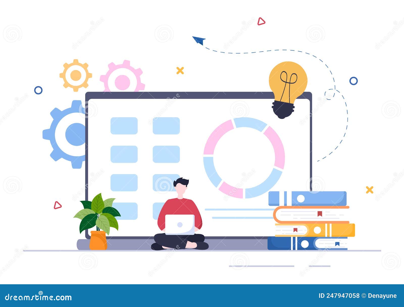 Business Workflow Organization and Management Design Illustration with ...