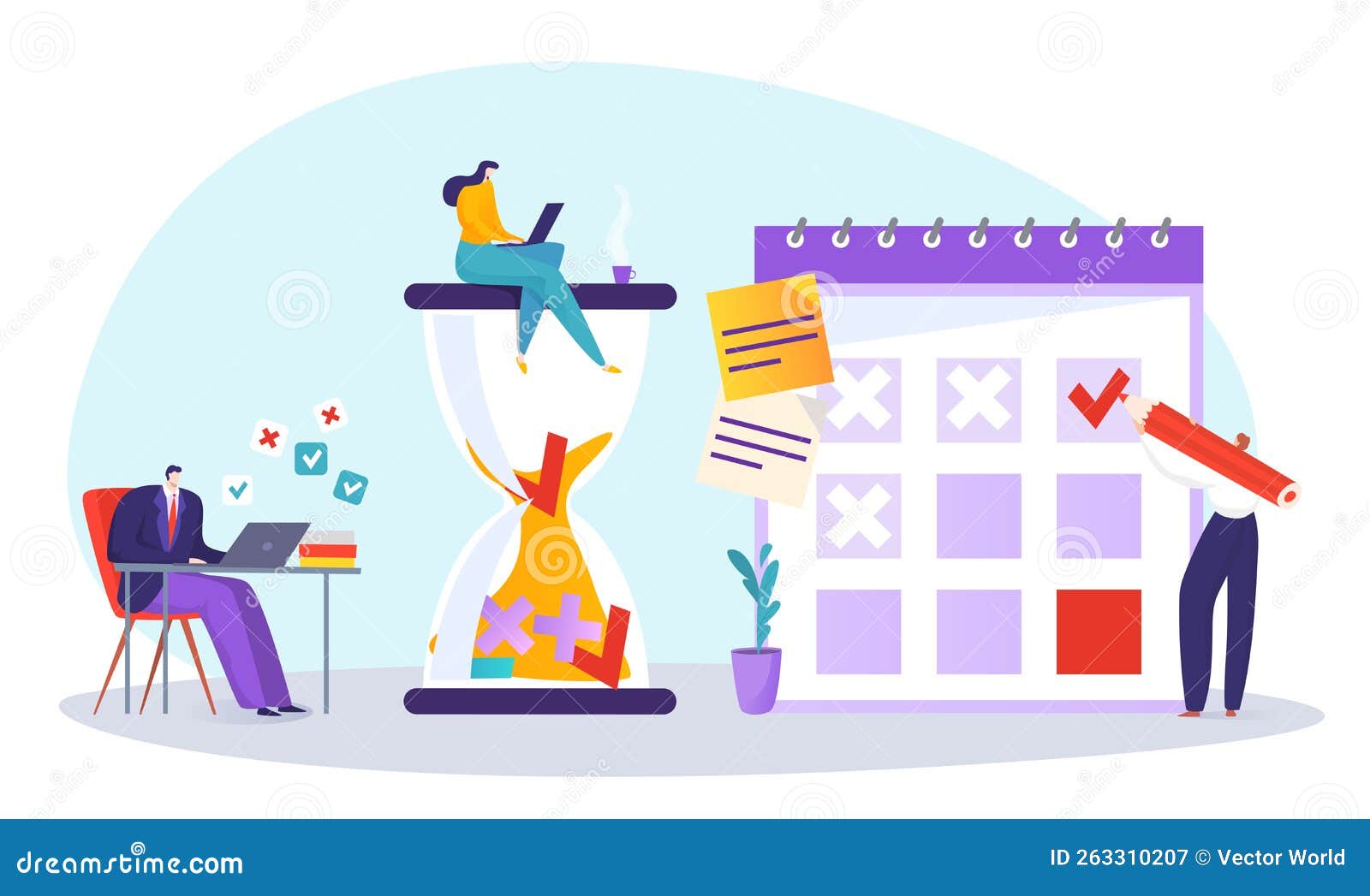 Business Workflow Process, Company Time Management Deadline, Tiny ...