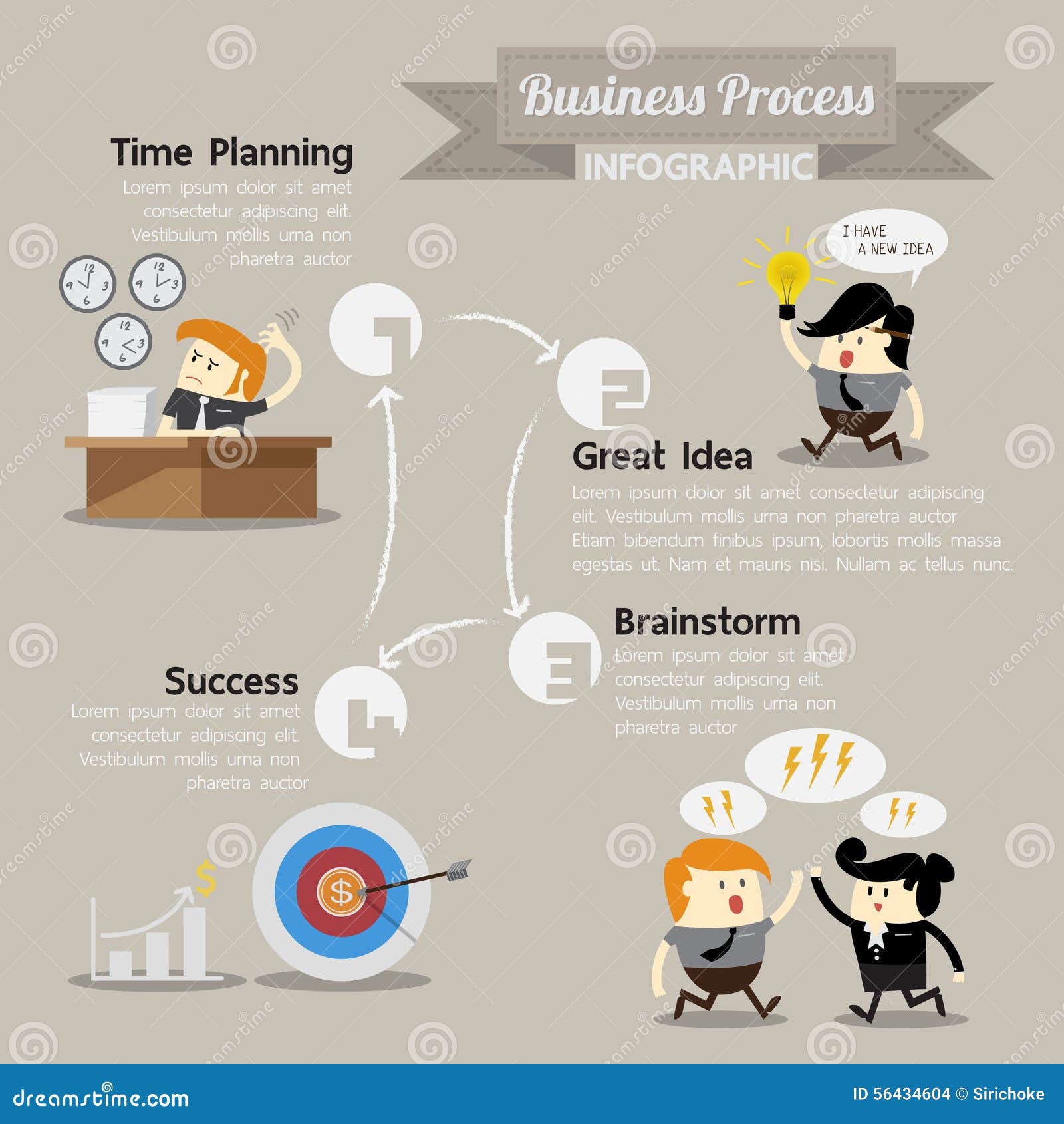 Business Workflow Process Info Graphic Stock Vector - Illustration of ...