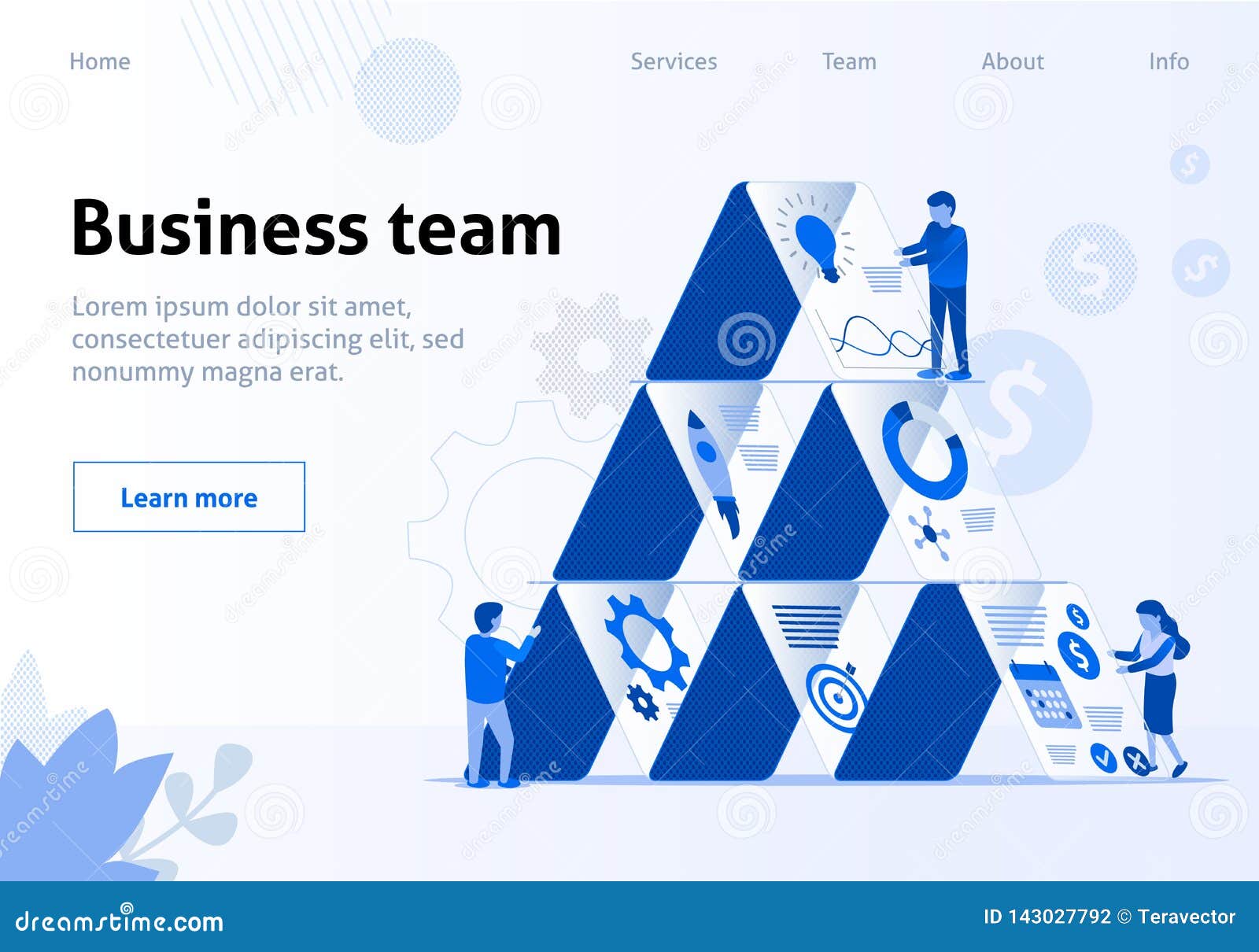 Business Workflow and Team Interaction Flat Banner Stock Vector ...