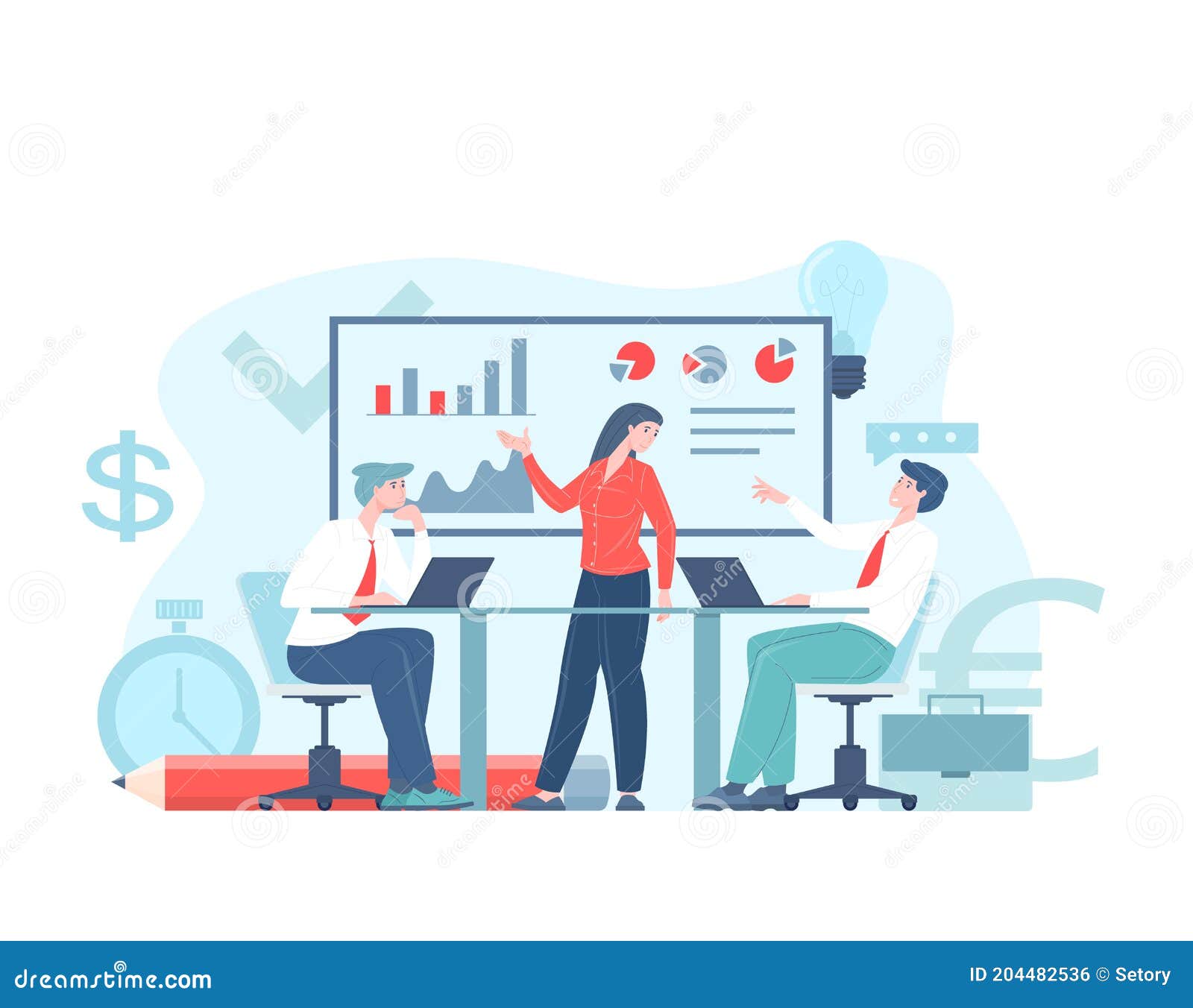 Business Workflow or Teamwork Process Stock Vector - Illustration of ...