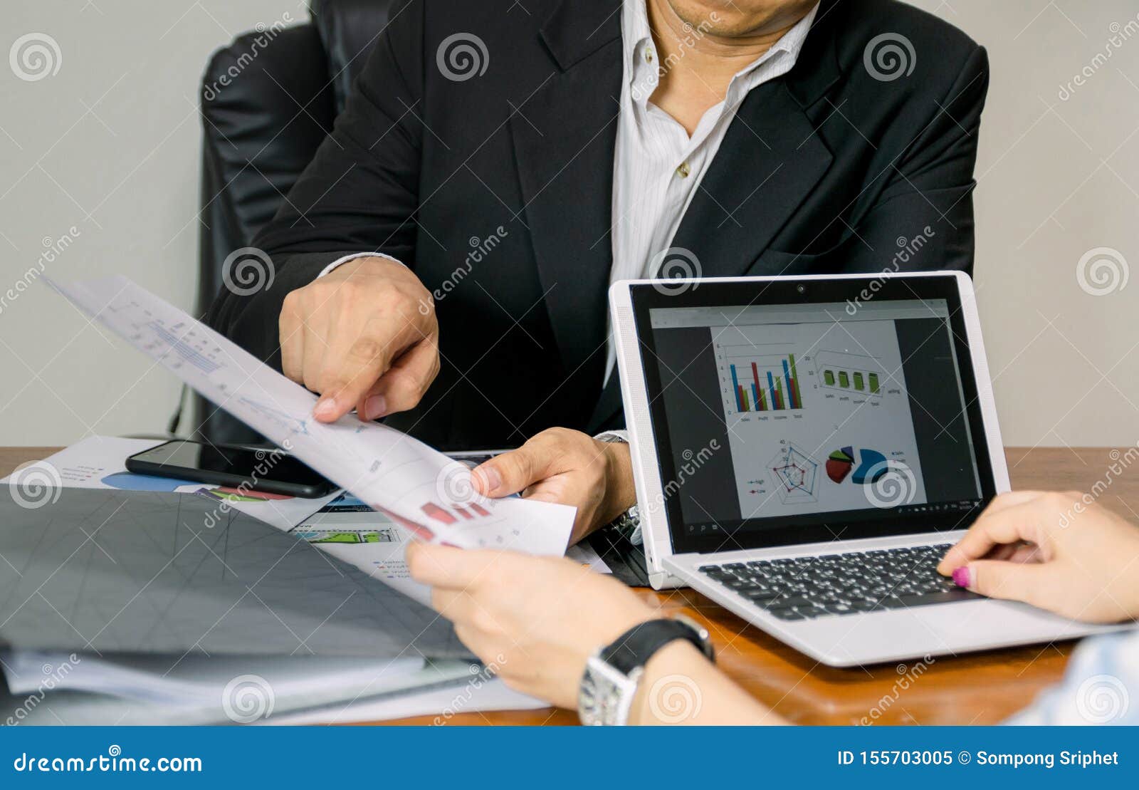 Business Working Graph Analysis for Executives Stock Image - Image of ...