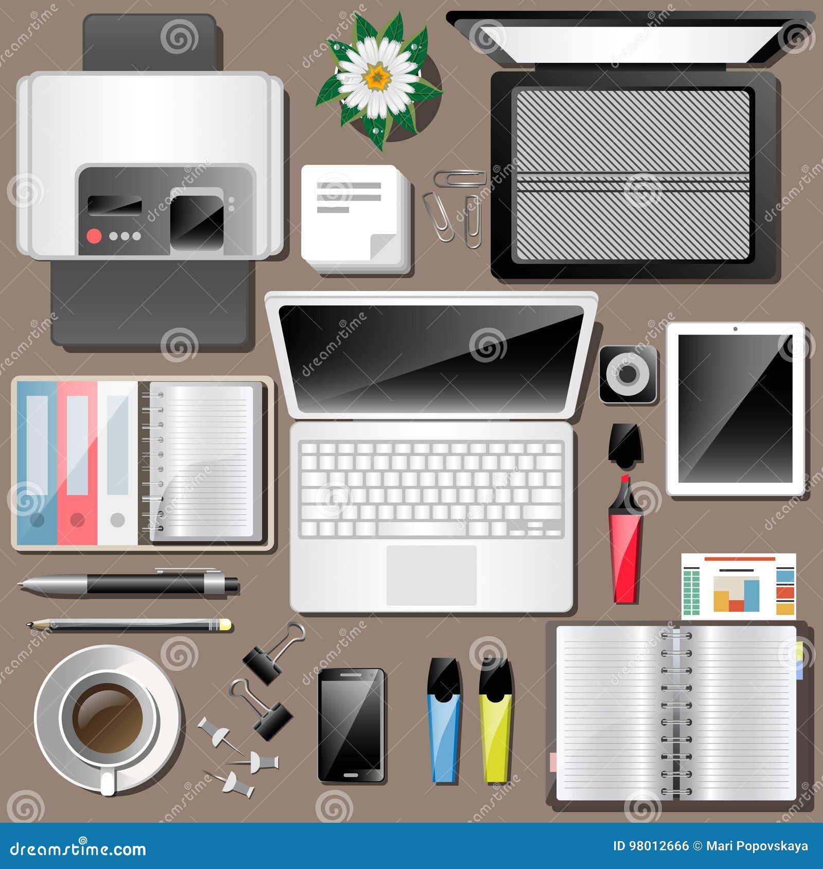 Business Workplace Top View Work Accessories Stock Vector ...