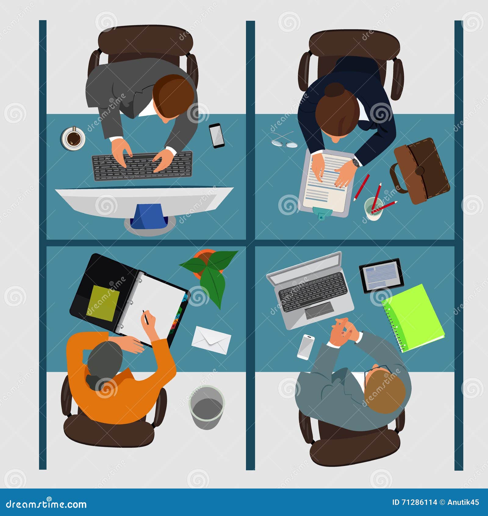 Business Workplace, Vector Illustration Stock Vector - Illustration of ...