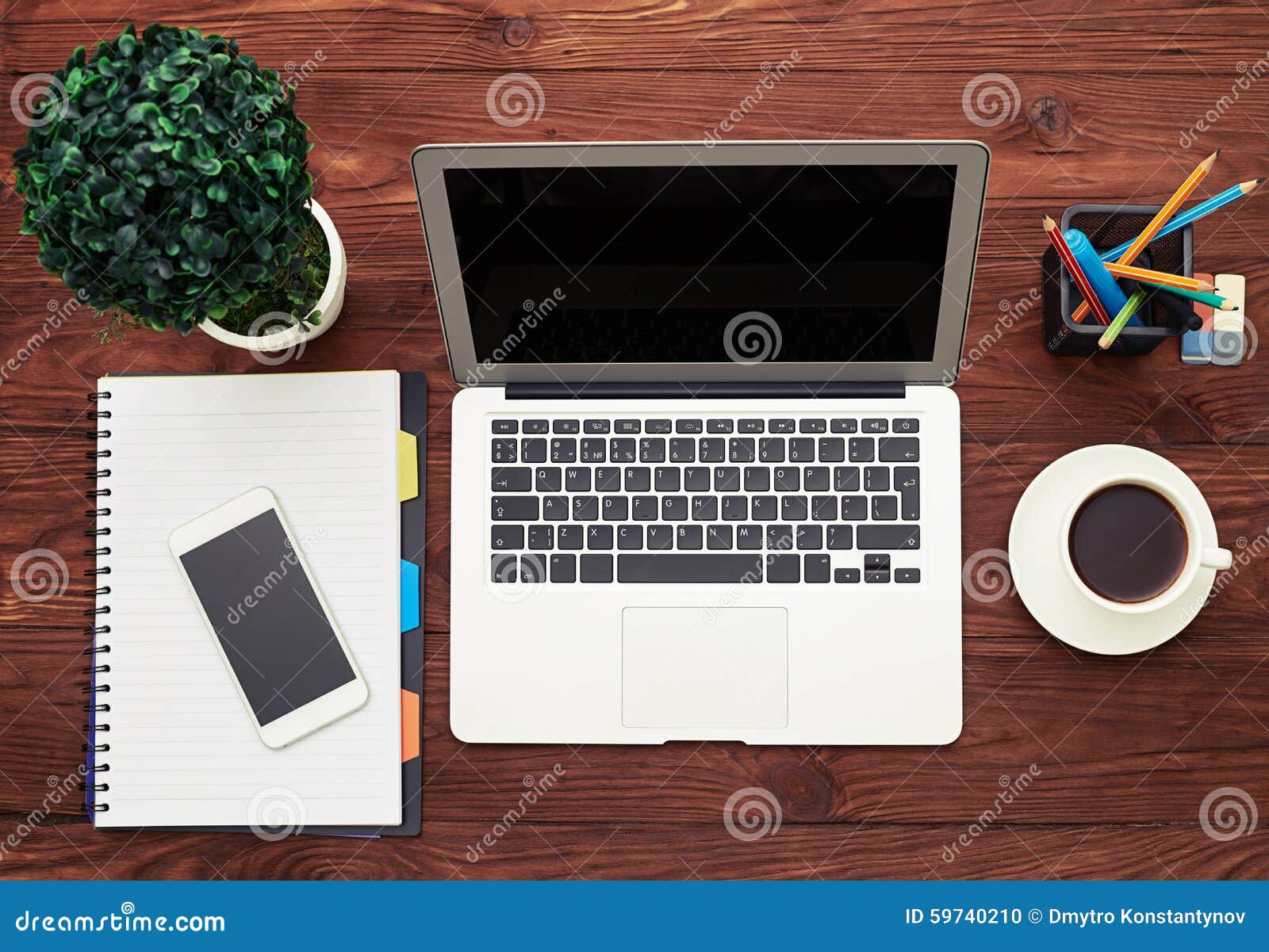 Business Workspace with Cup of Coffee Stock Photo - Image of table ...