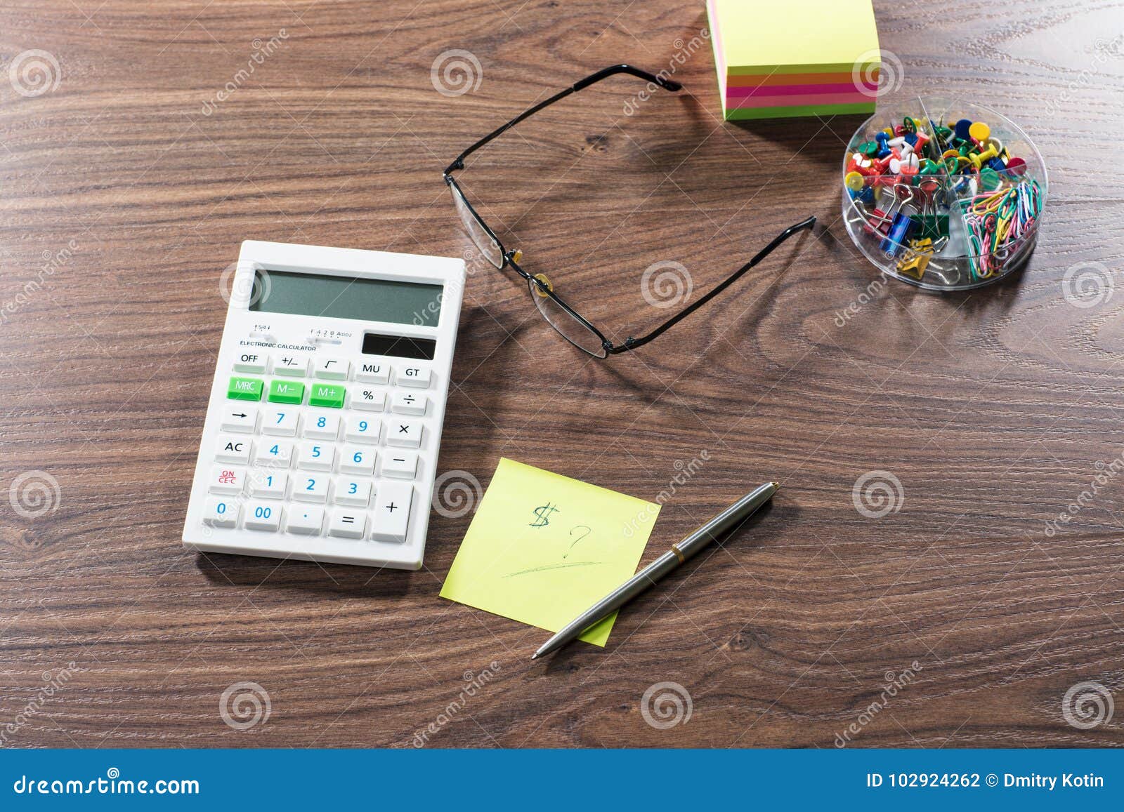 Different Stationery Objects on Wooden Table. Stock Photo - Image of ...