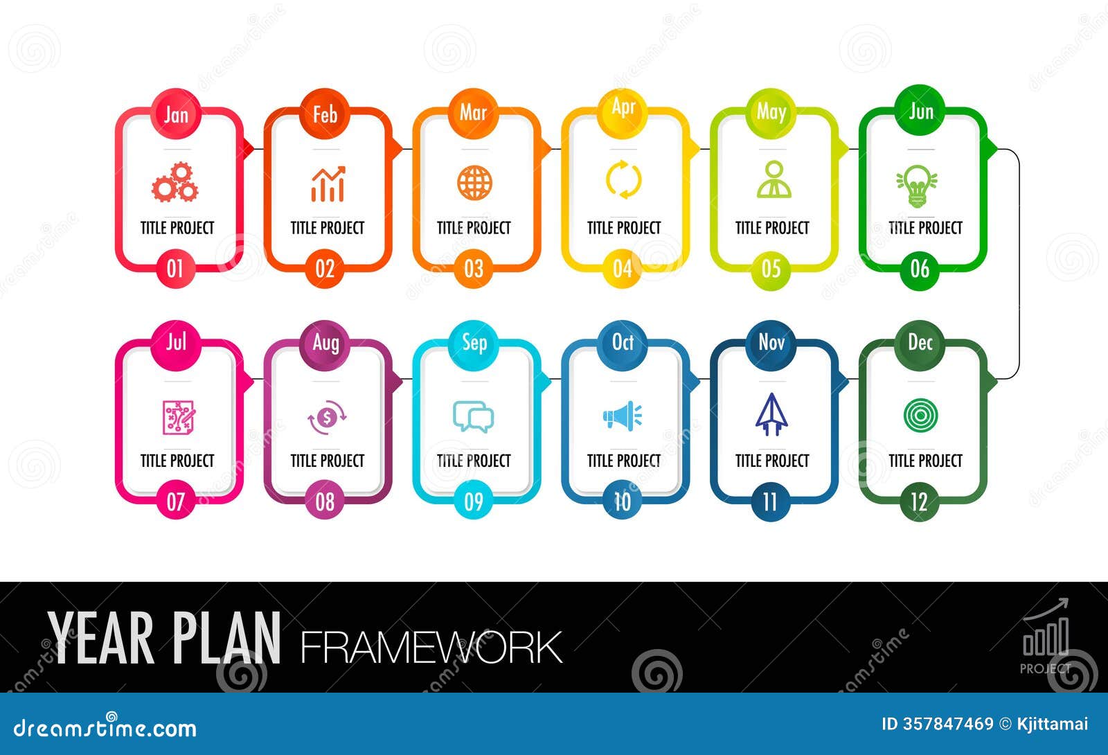 Business Year Plan Infographic Template Frame Work Stock Illustration ...