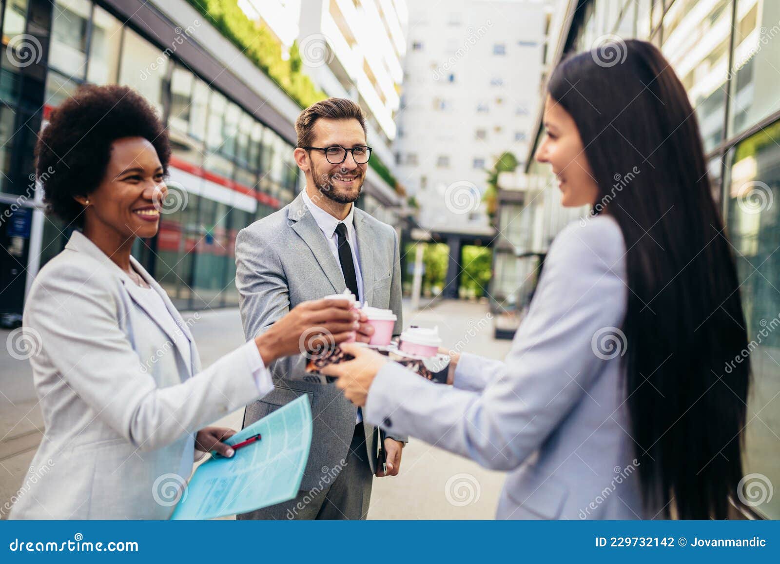 Young Team Discuss Outdoor, Coffee Break Stock Photo - Image of coffee ...