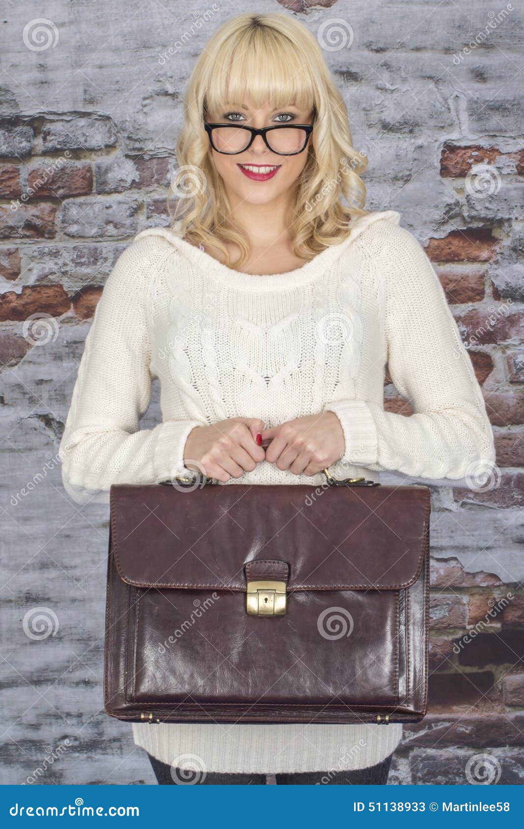 Business Young Woman Carrying a Briefcase Stock Image - Image of posing ...