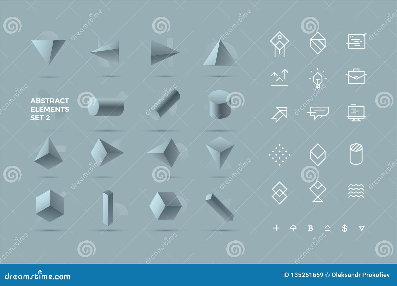 Abstract Realistic 3D Objects and Icons Stock Vector - Illustration of ...