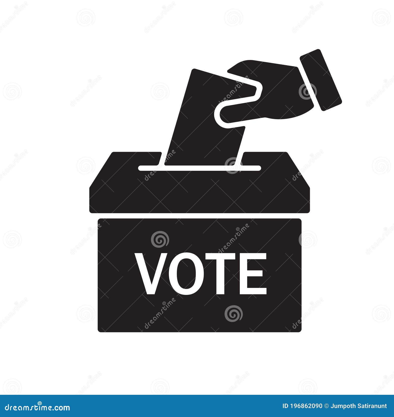 Hand Voting Ballot Box Icon, Election Vote Concept, Simple Silhouettes ...