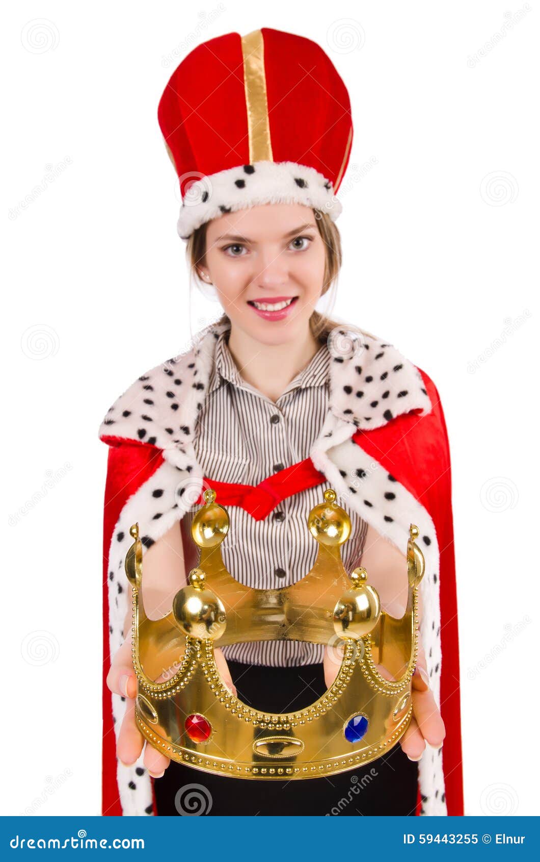 Businesslady Wearing Crown on White Stock Image - Image of isolated ...