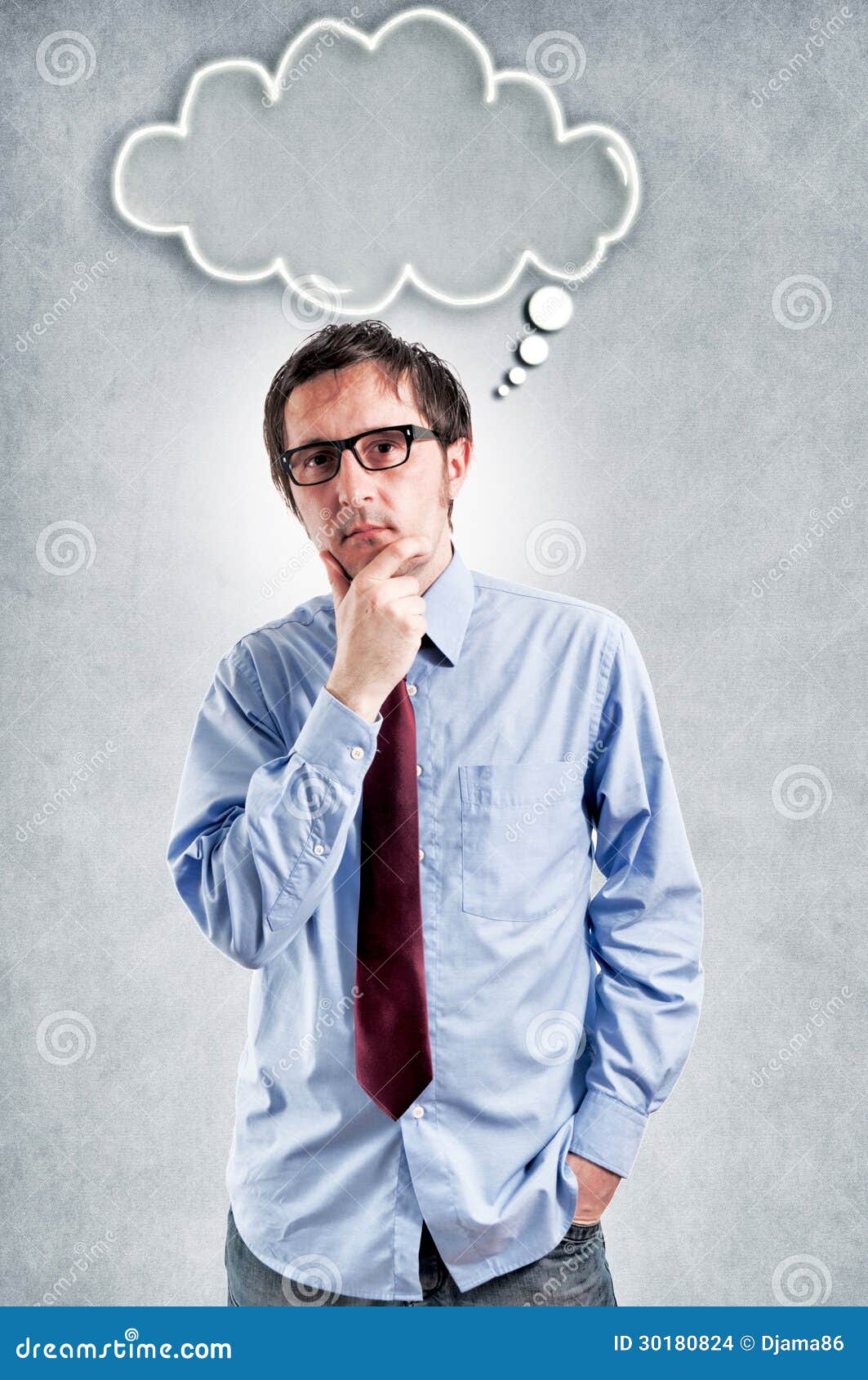 Man thinking stock photo. Image of businessman, blank - 30180824